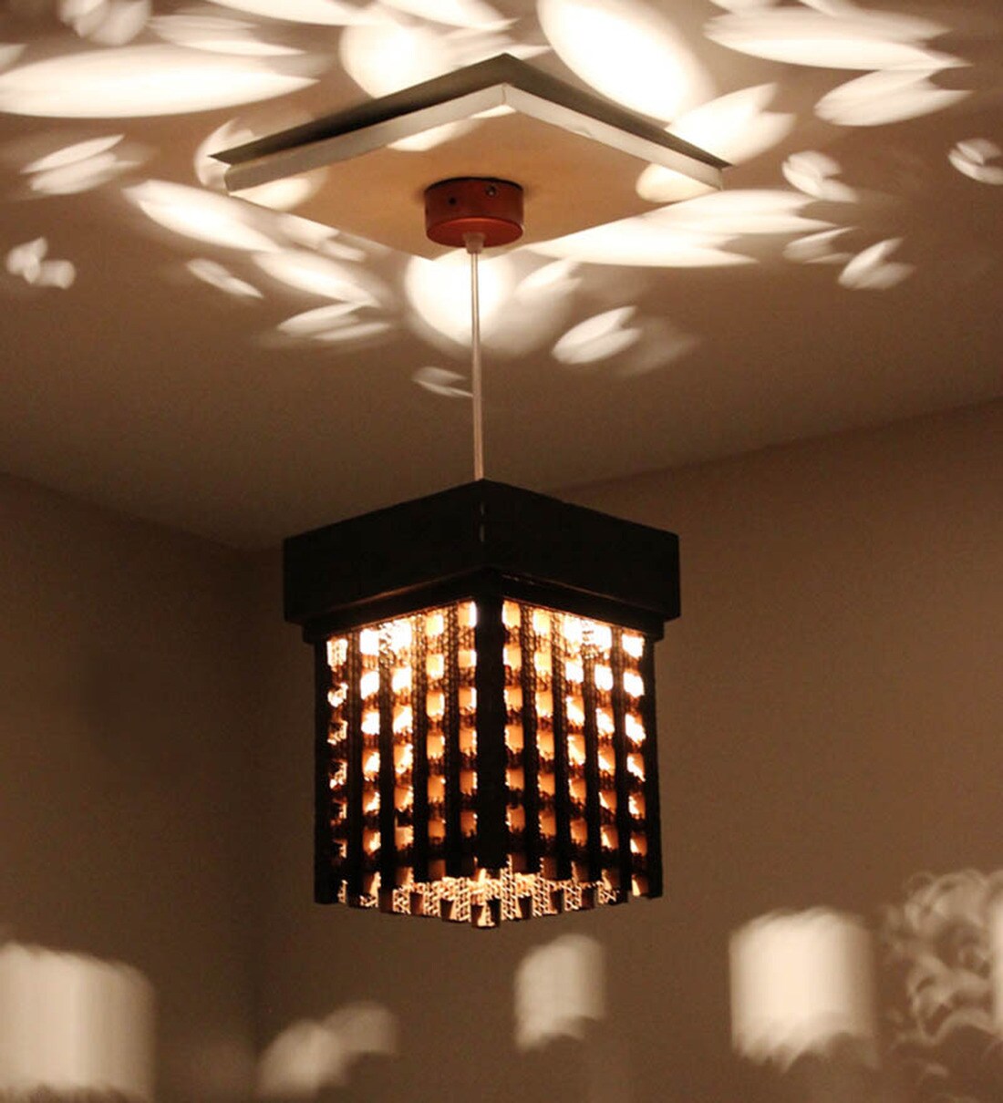Buy Beige and Brown Corrugated Board and Paper Hanging Light by Sylvn ...