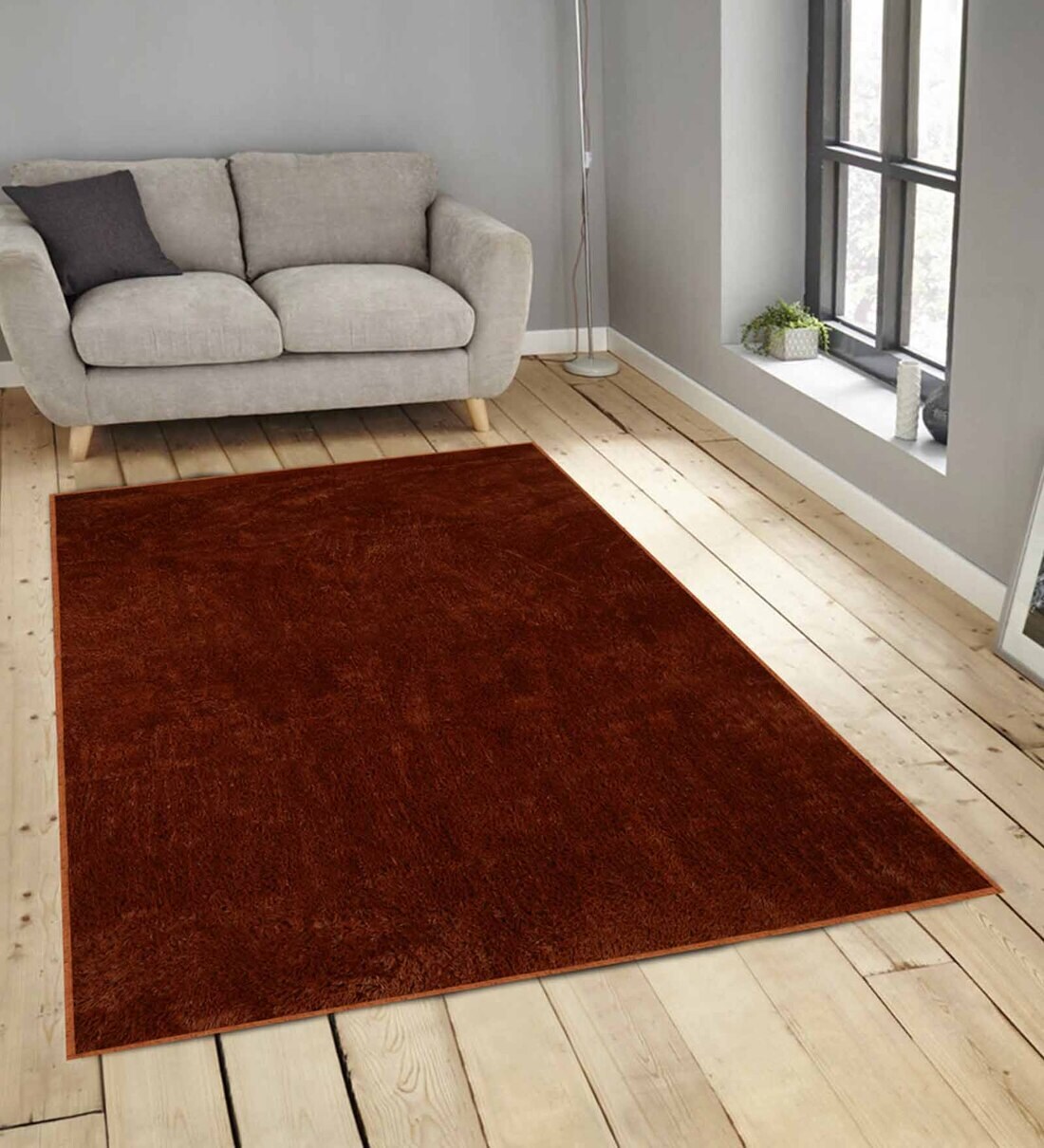 Buy Brown Synthetic Solid 6 x 8 Feet Machine Made Carpet by Arrabi at ...