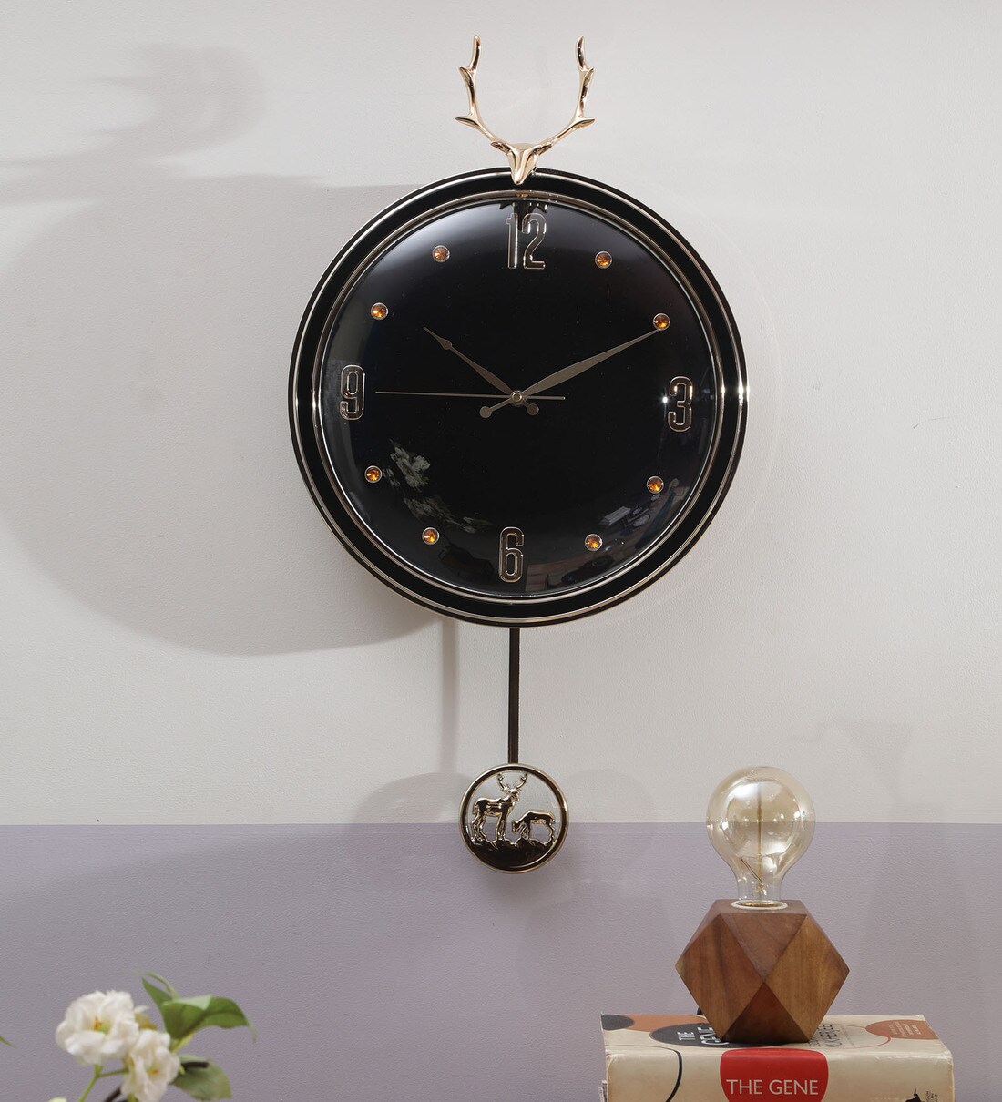 Buy Black Plastic Hanging Reindeer Pendulum Wall Clock at 19% OFF by ...