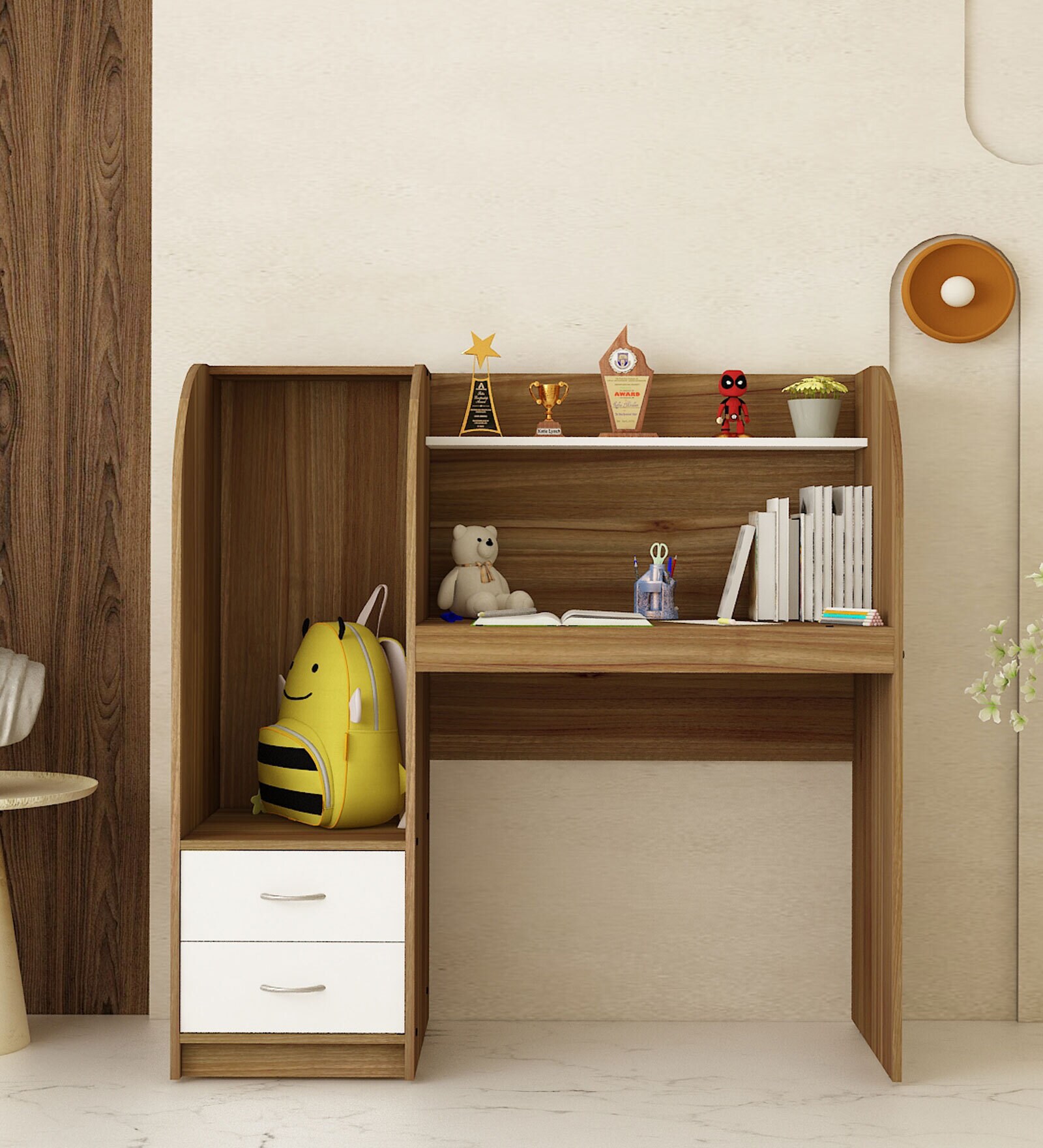 Buy Sydney Hutch Desk in Lyon Teak & White Colour at 55% OFF by Sivom ...