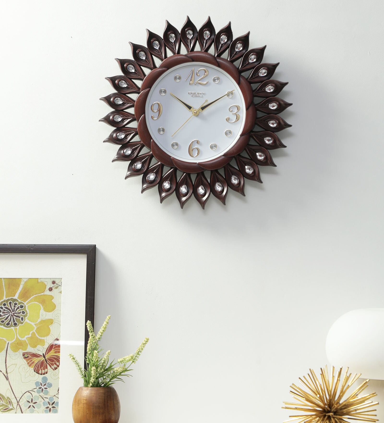 Buy Synthetic Sun Shaped Wall Clock In Brown at 17% OFF by FunkyDecors ...