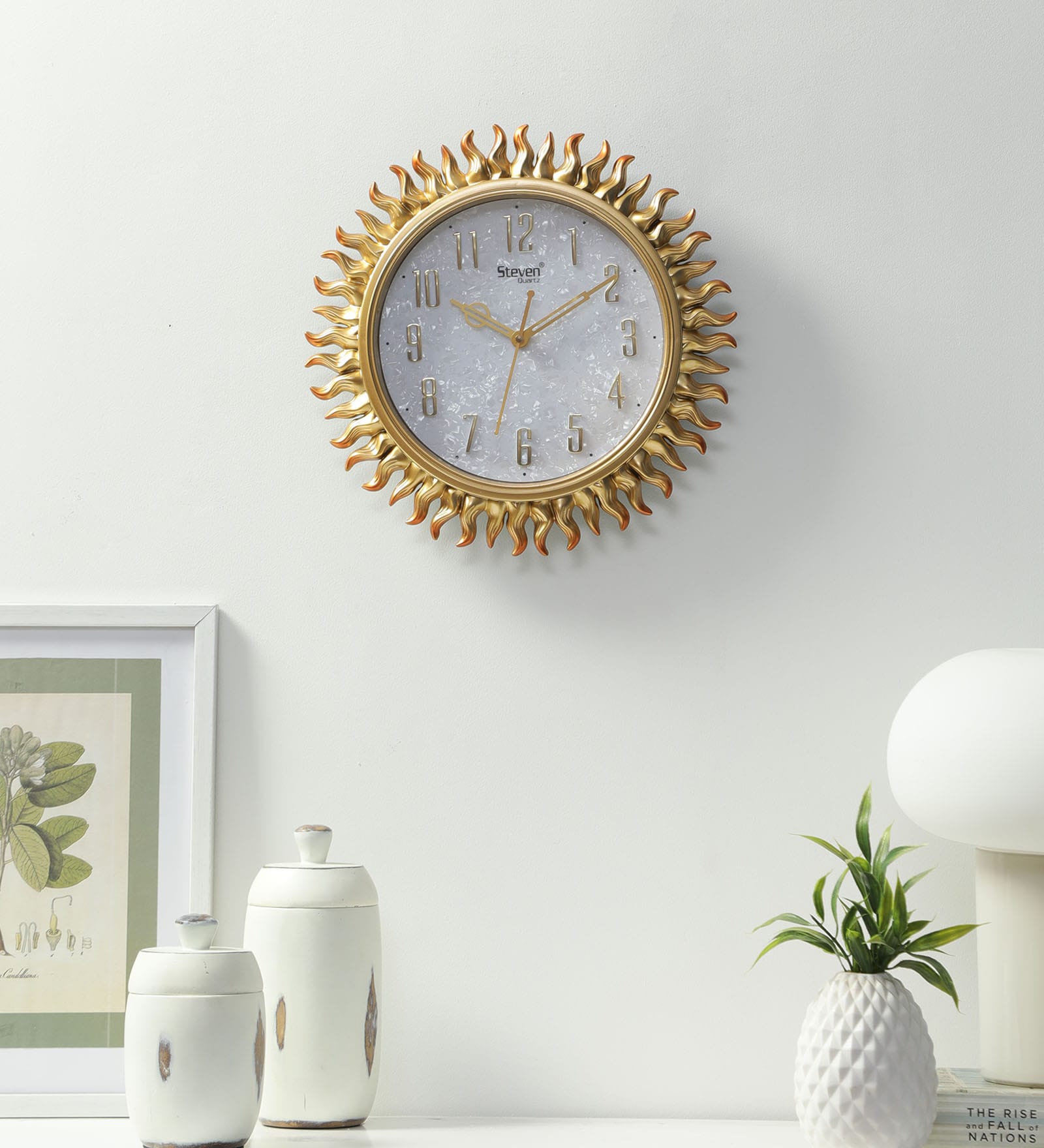 Buy Synthetic Sun Design Wall Clock In Golden at 21% OFF by FunkyDecors ...