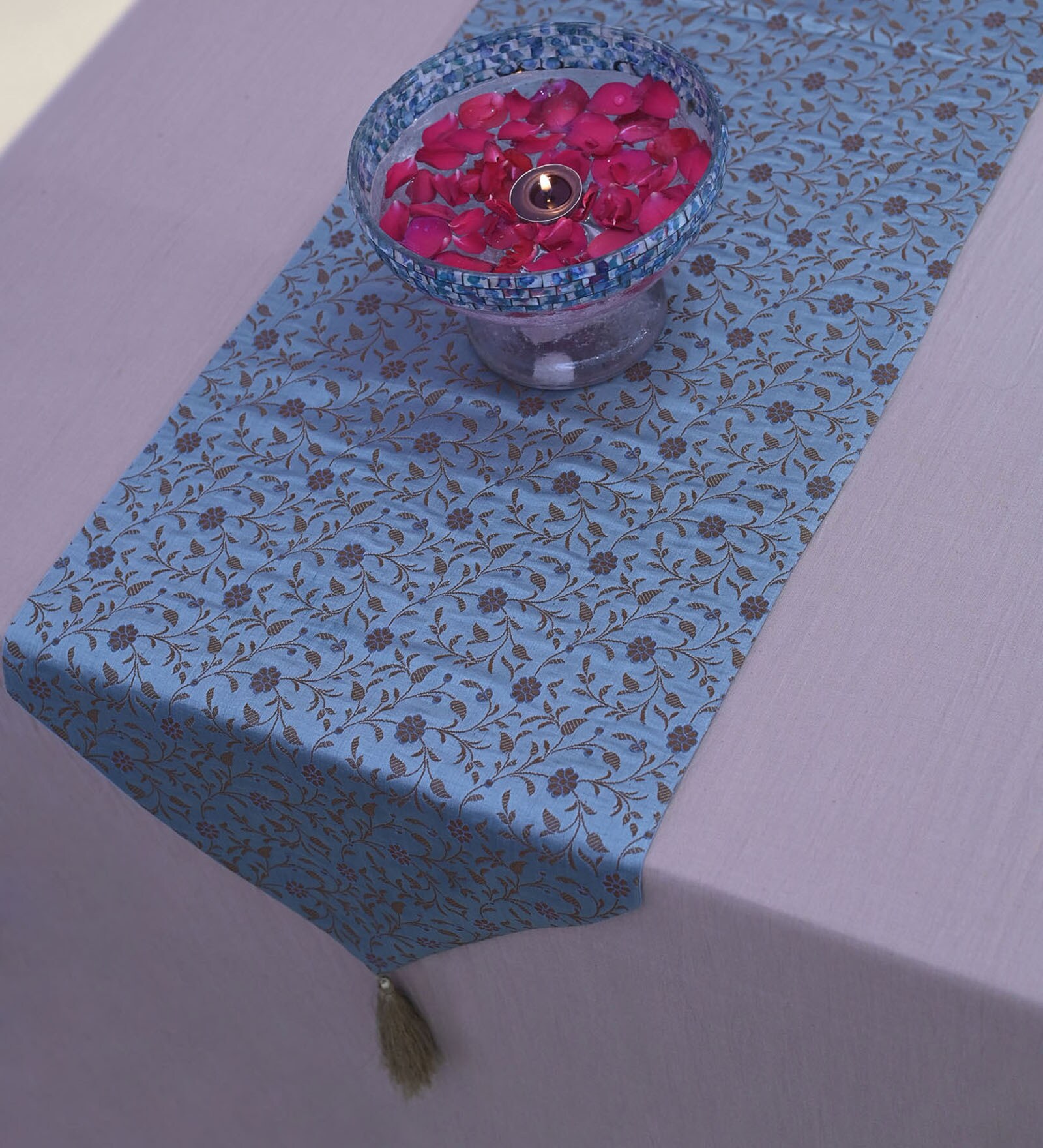 Buy Syrah Grey (60 x 14 ) Blended Silk Table Runner at 100% OFF by Home ...