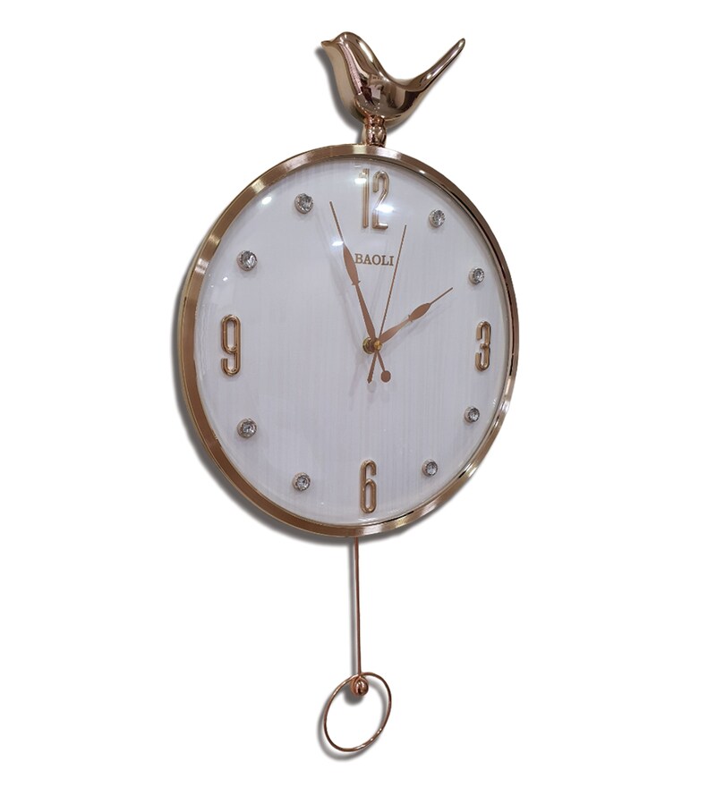 Buy Synthetic Rose Gold Pendulum Wall Clock By FunkyDecors Online ...