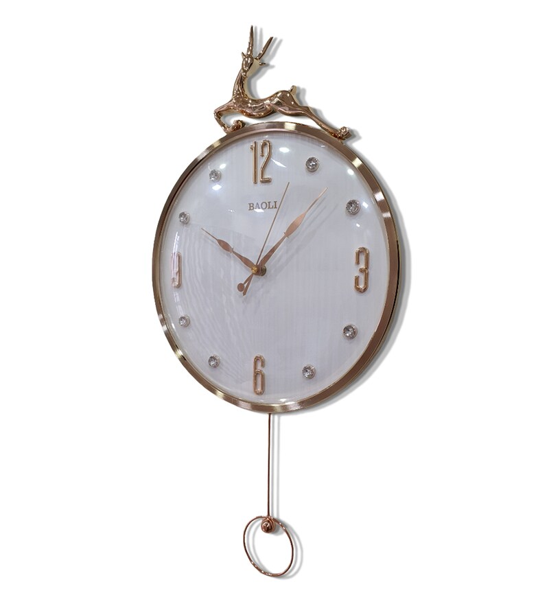 Buy Synthetic Rose Gold Pendulum Wall Clock By FunkyDecors Online ...