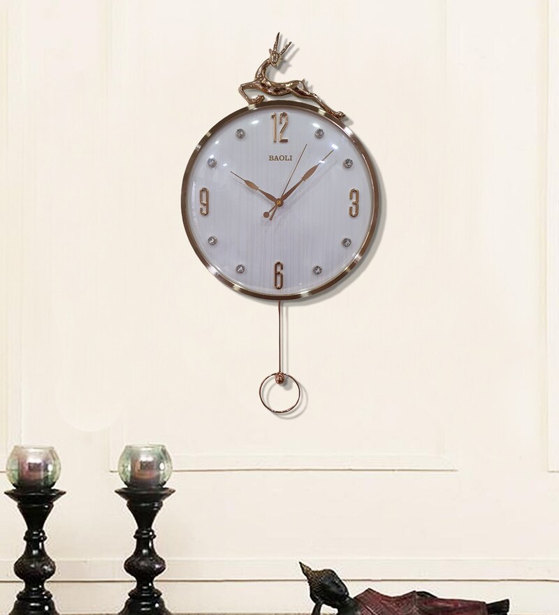 Buy Synthetic Rose Gold Pendulum Wall Clock By FunkyDecors Online ...