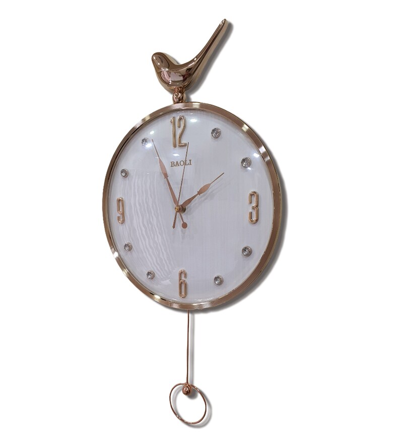 Buy Synthetic Rose Gold Pendulum Wall Clock By FunkyDecors Online ...