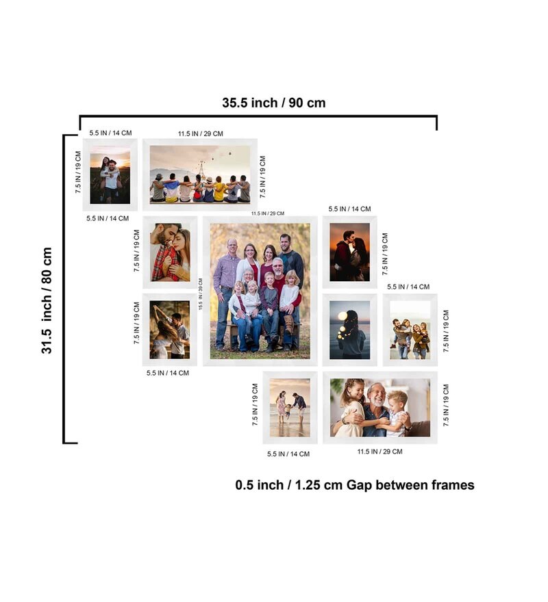 Buy Synthetic Wood Wall Collage Set of 10 Photo Frames By Elegant Arts ...
