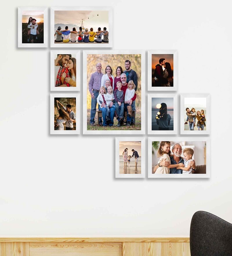 Buy Synthetic Wood Wall Collage Set of 10 Photo Frames By Elegant Arts ...