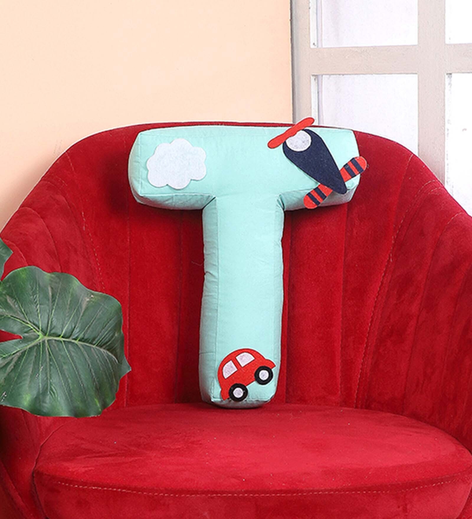 Buy Blue Cotton T Alphabet Shaped Pillow at 68% OFF by My gift booth ...
