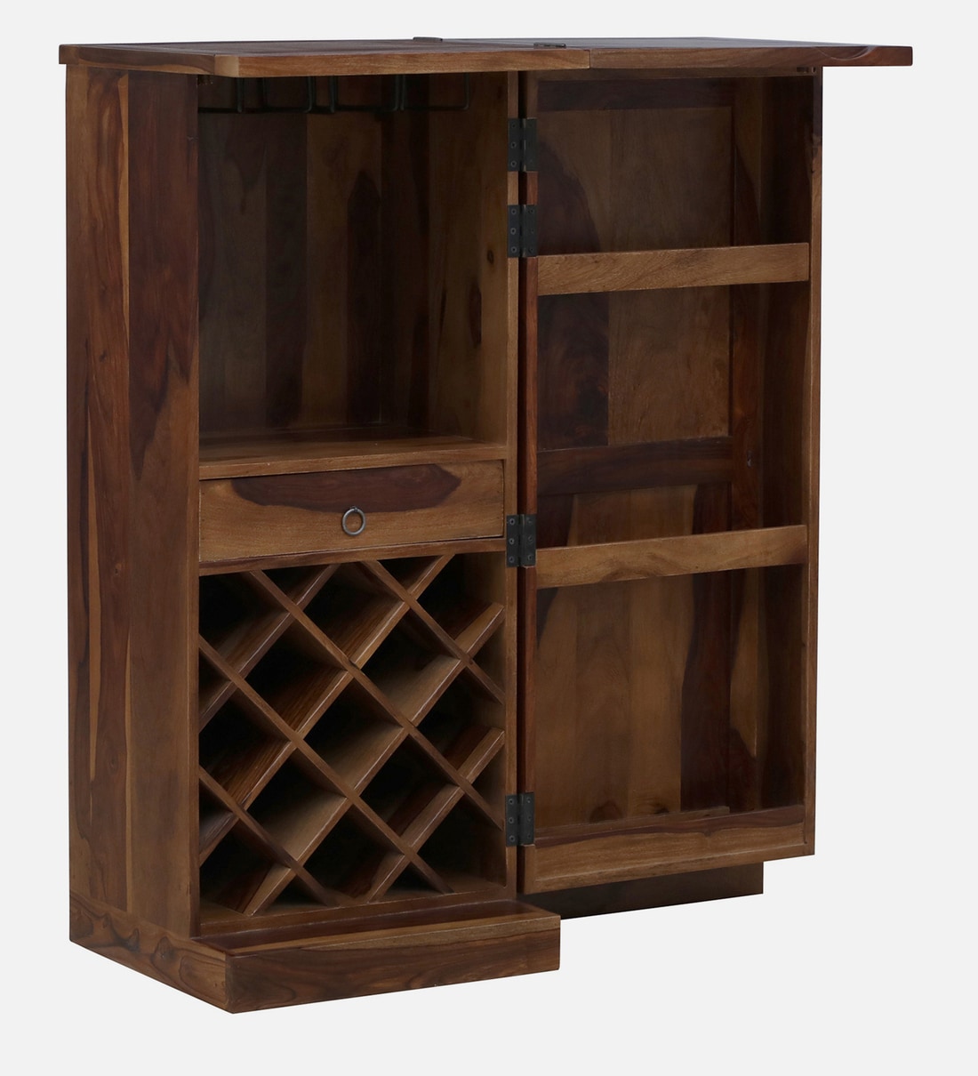 Buy Tahoe Sheesham Wood Bar Cabinet In Provincial Teak Finish By ...