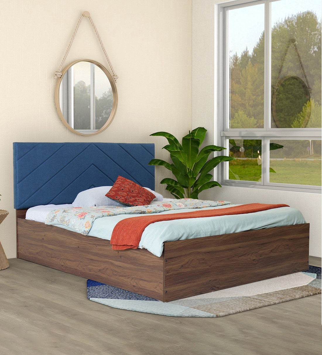 Buy Takara Queen Size Bed in Walnut Finish With Box Storage at 1% OFF ...