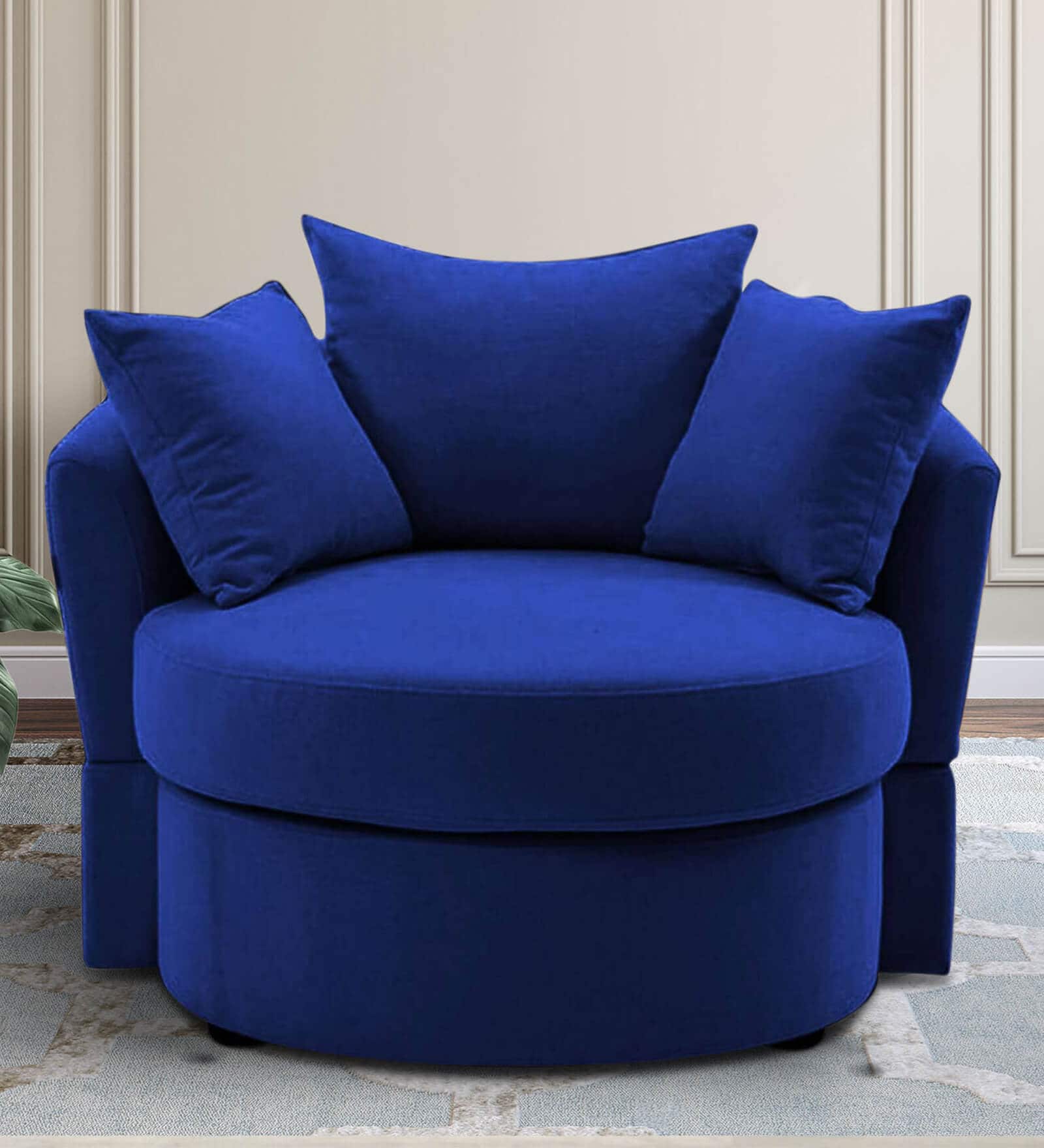 Buy Tab Velvet 1 Seater Sofa in Navy Blue Colour at 31% OFF by ...