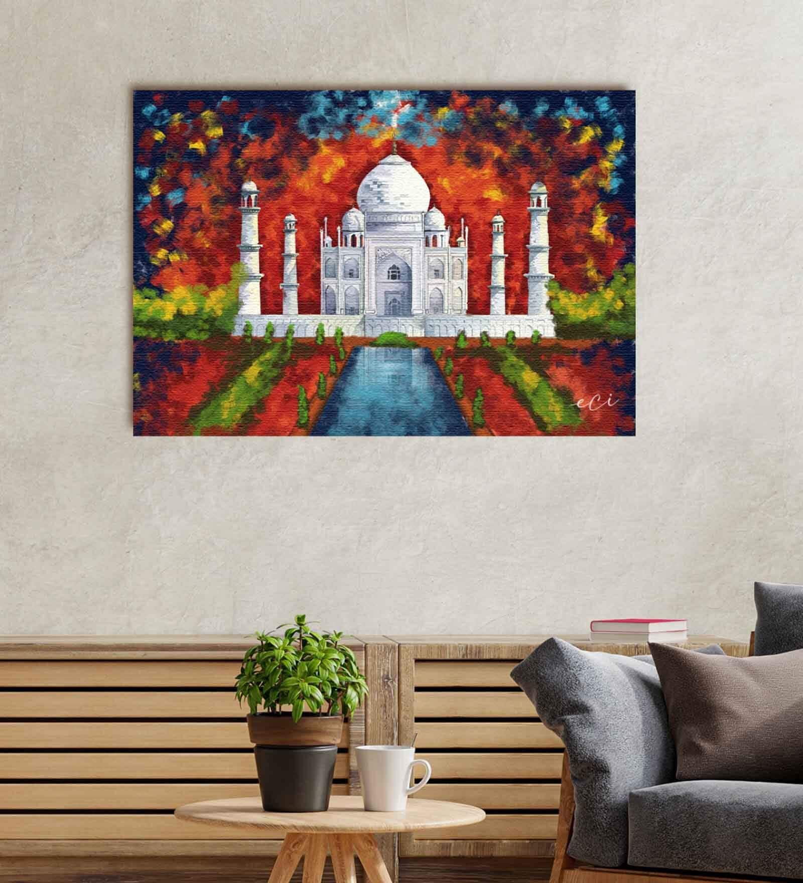 Buy Taj Mahal Scenery Canvas Printed Art Print at 33% OFF by ...