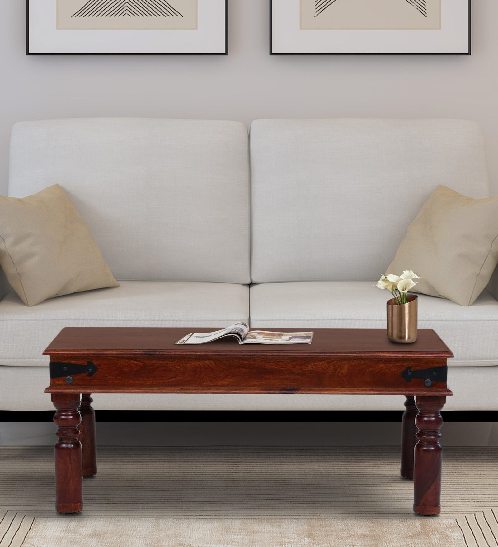 Buy Takhat Sheesham Wood Coffee Table In Honey Oak Finish at 34% OFF by ...