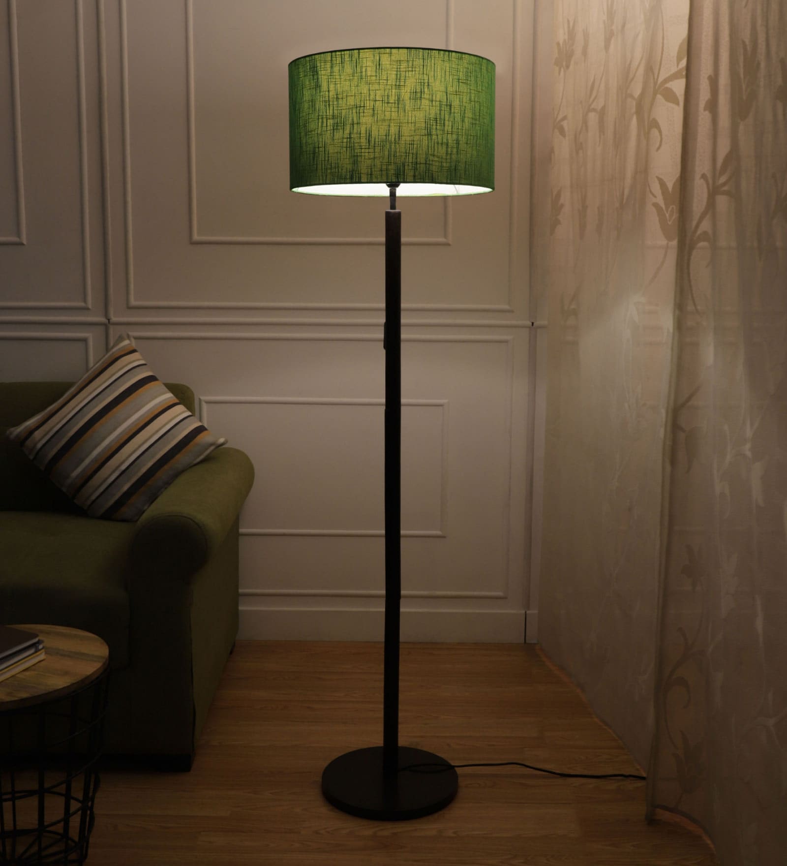 Buy Tango Green Cotton Shade Club Floor Lamp With Wood Base at 11% OFF ...