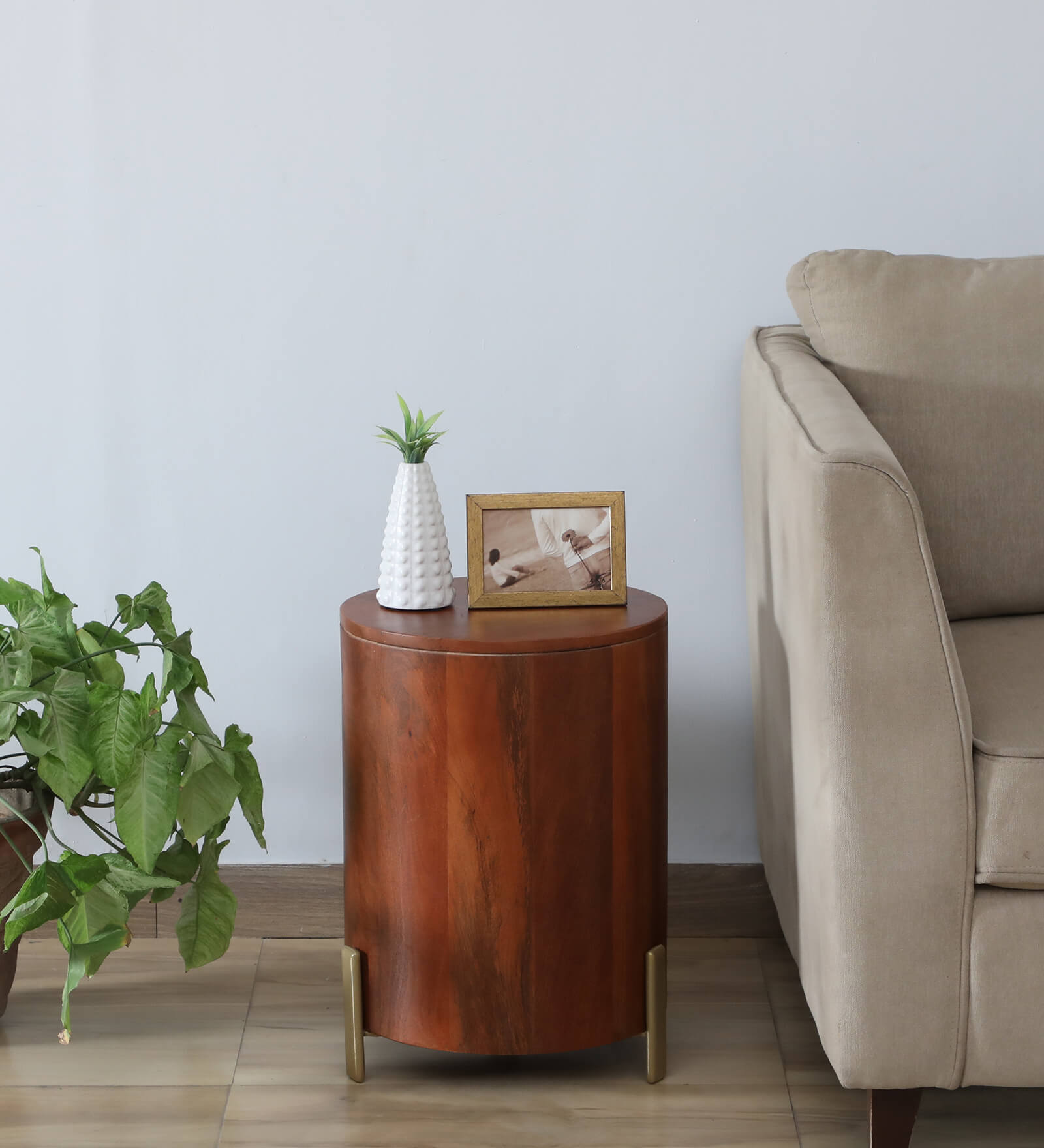 Buy Tanki Solid Wood End Table in Brown & Golden Finish at 29% OFF by ...
