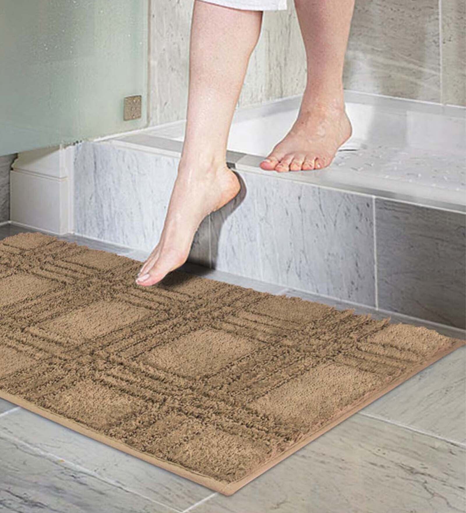 Buy Taupe Geometric Cotton 31 x 20 Inches AntiSkid Bath Mat at 5% OFF ...