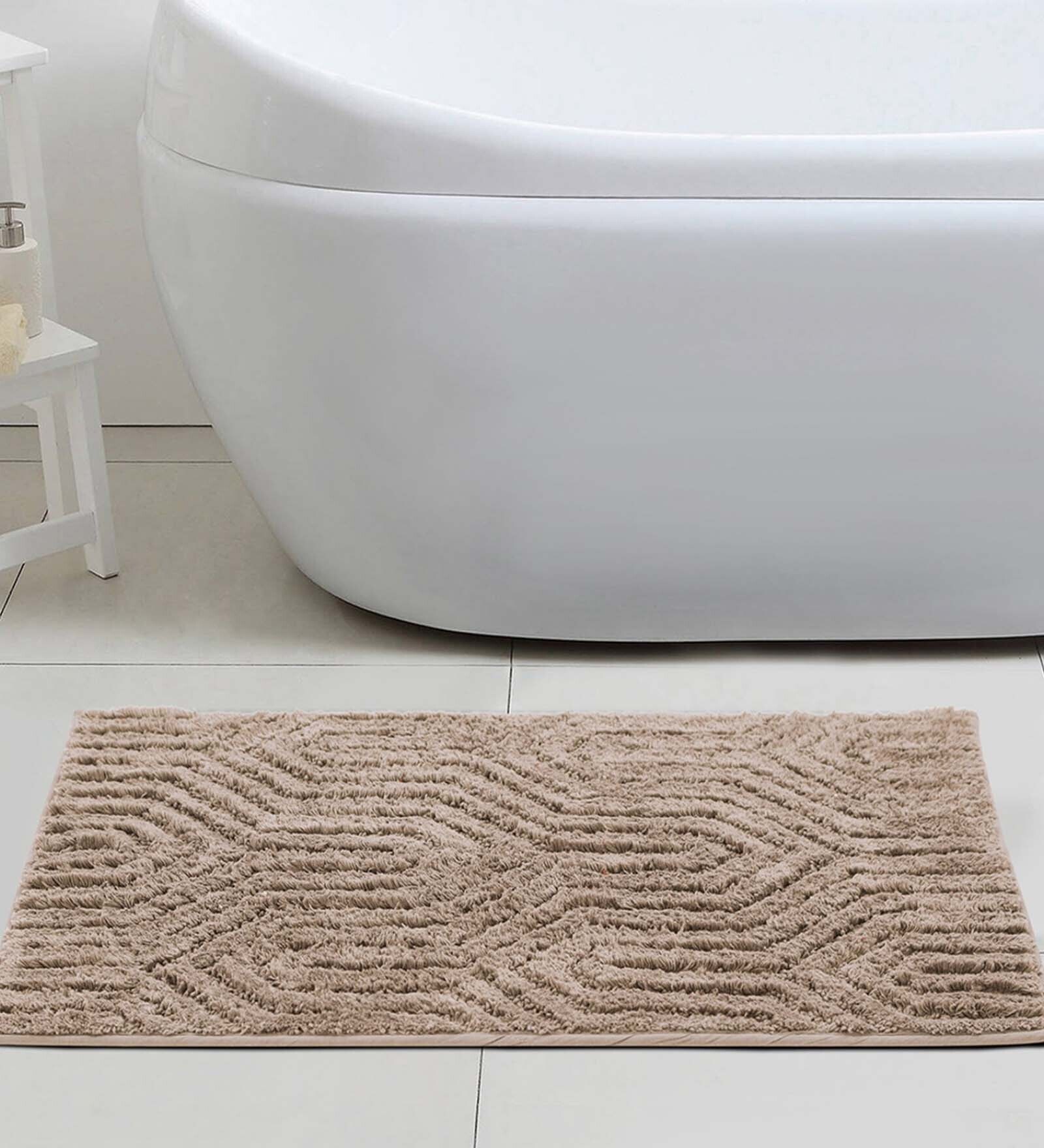 Buy Taupe Solid 100 % Cotton 23.6x15.7 Inches AntiSkid Bath Mat by ...