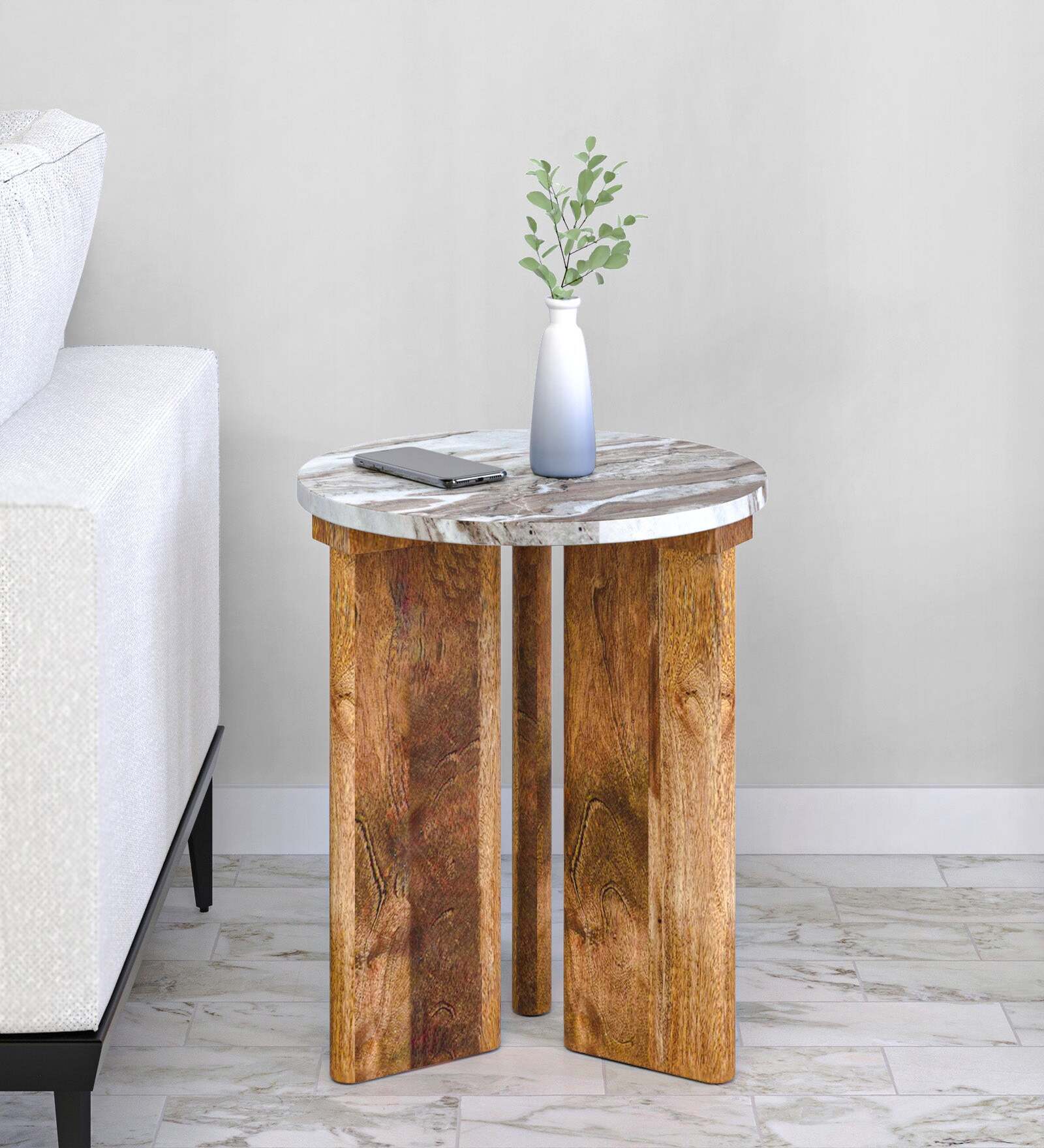 Buy Taurus Marble End Table In Natural Honey Finish at 56% OFF by ...