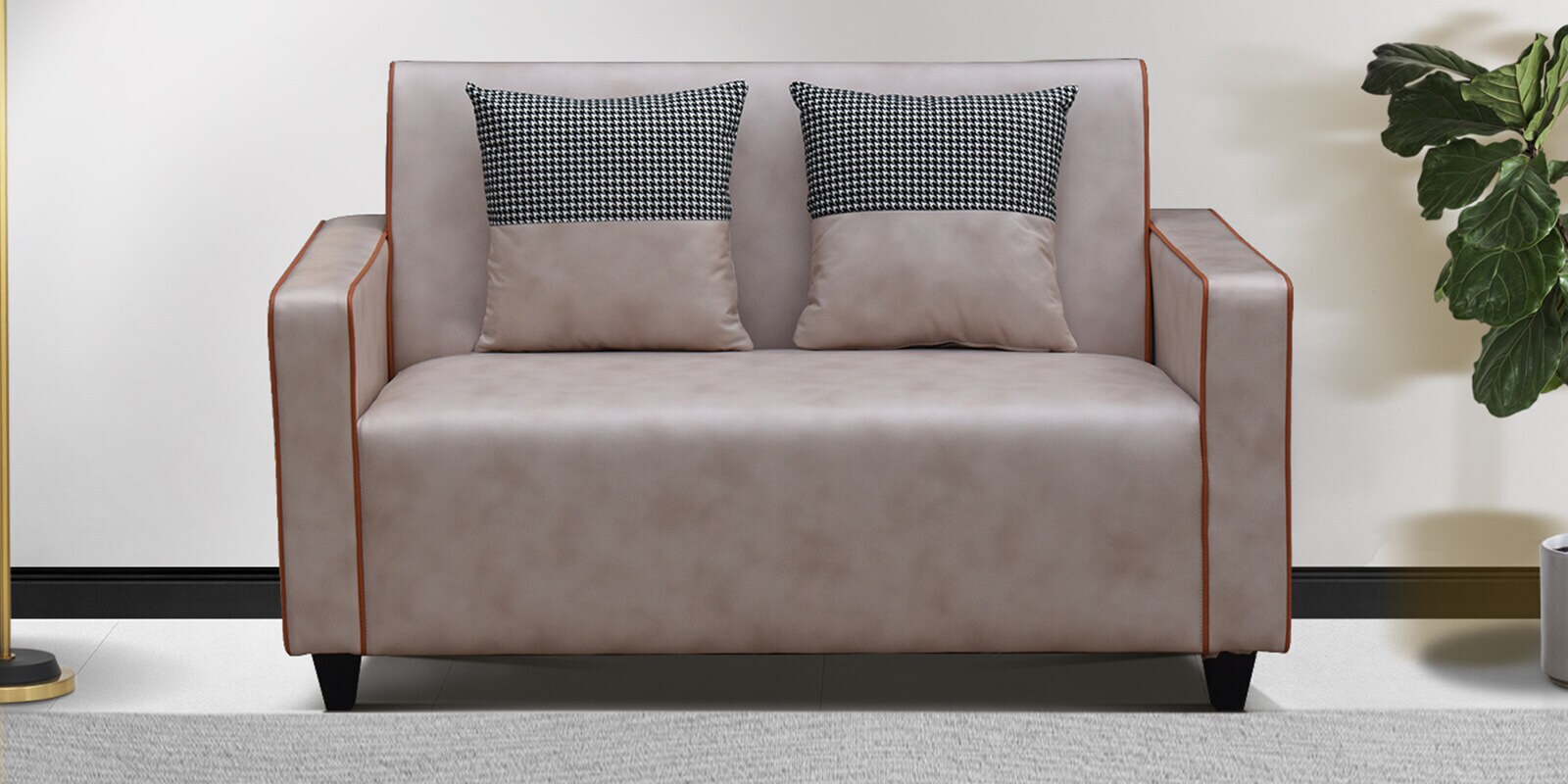 Buy Tango Leatherette 2 Seater Sofa In Beige Colour at 61% OFF by ARRA ...