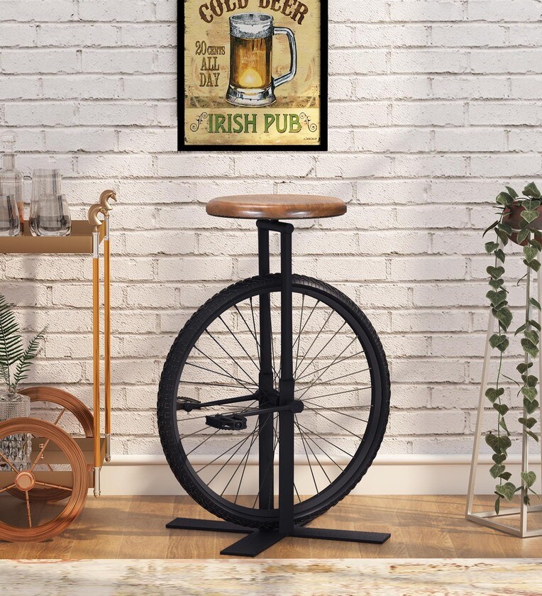 Buy Alphonse Metal Bar Stool In Natural Finish Online - Eclectic Bar ...