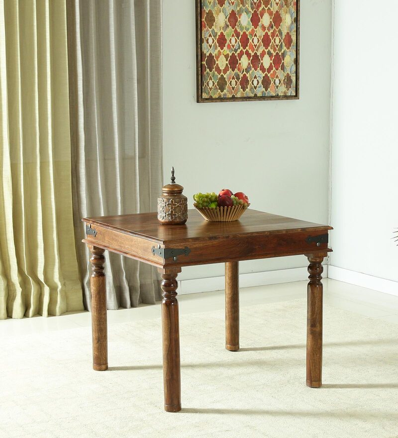 Buy Takhat Sheesham Wood 4 Seater Dining Table In Provincial Teak ...