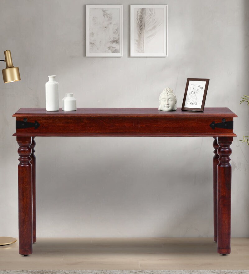 Buy Takhat Sheesham Wood Console Table In Honey Oak Finish By Mudramark ...