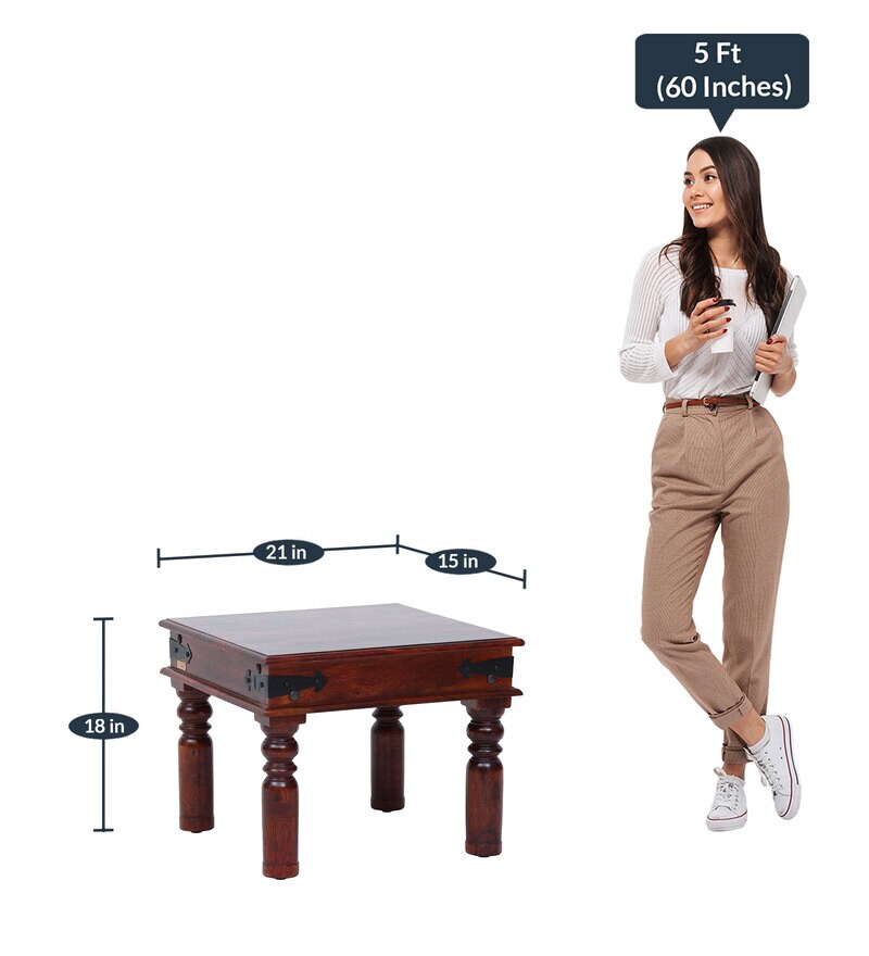 Buy Takhat Sheesham Wood Side Table In Honey Oak Finish By Mudramark ...