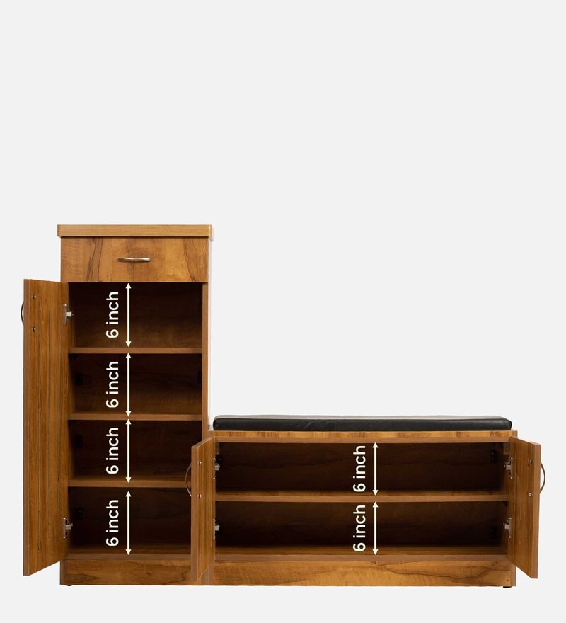 Buy Tapal Shoe Rack with Seating in Tan Matte Finish by Solace Craft ...