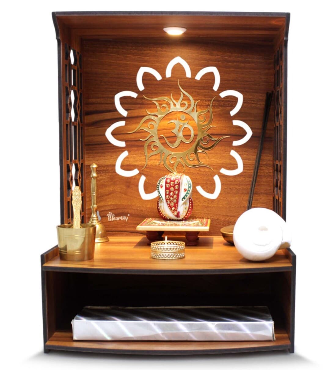 Buy Teak Finish Wooden Home Temple By Heartily Online - Mandirs ...