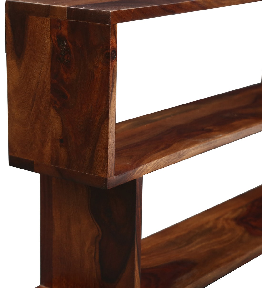Buy Sheesham Wood Floating Book Shelf in Provincial Teak Finish by ...