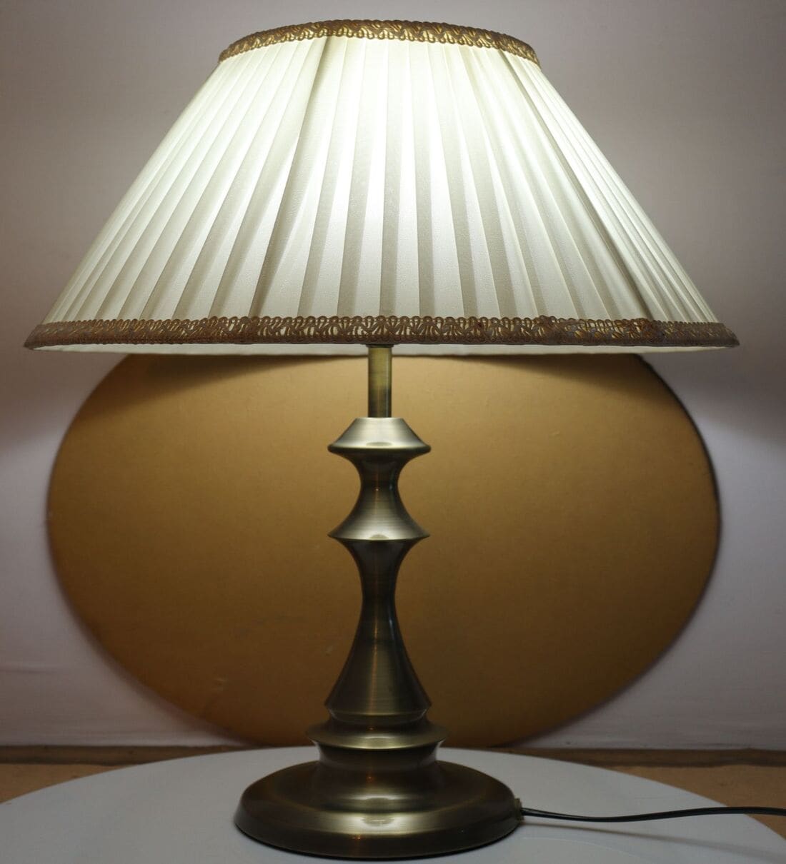 Buy Temple Steel Body Table Lamp with Top Plated Frill Fabric Shade at ...