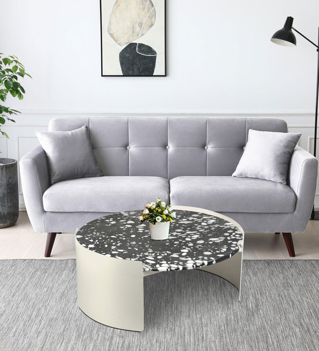 Buy Terazzo Metal Coffee Table in Black & White Colour at 9% OFF by SSK ...