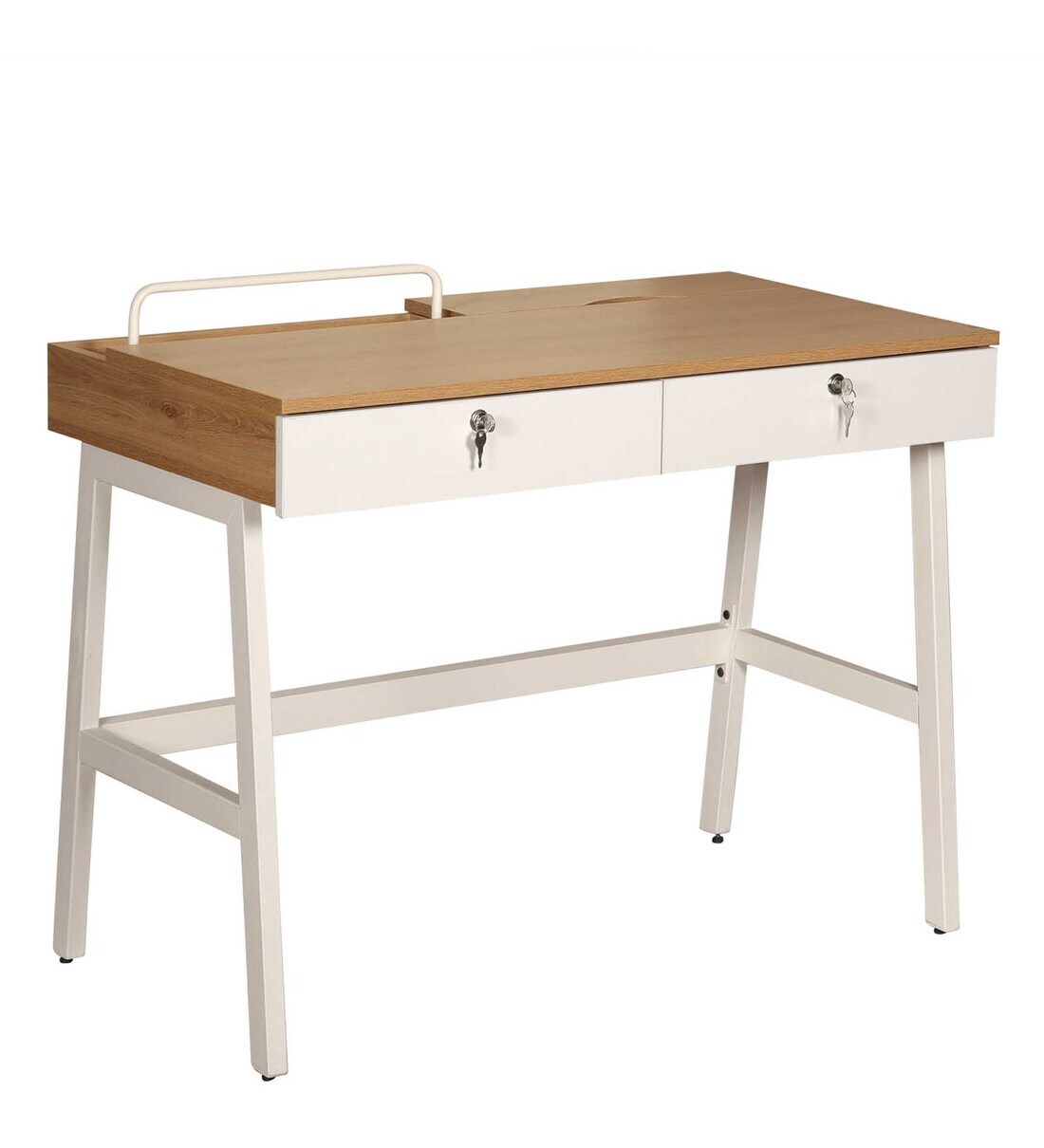 Buy Terry Metal Office Table in Rustic Oak Finish Online - Work ...