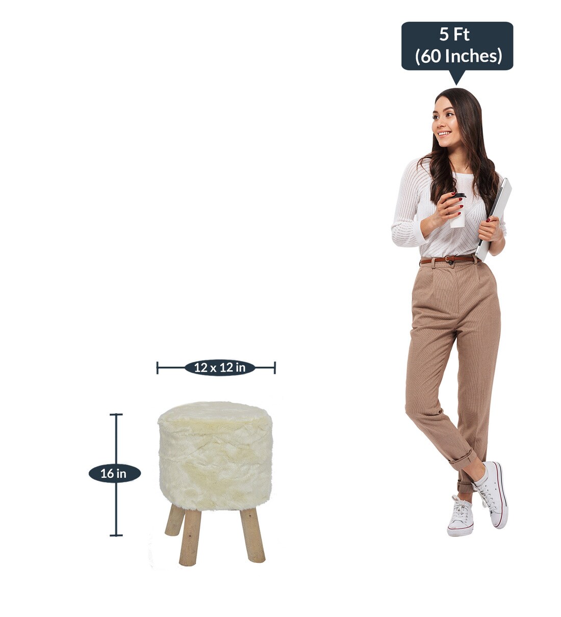 Buy Teviston Fabric Foot Stool in Cream Colour Online - Foot Stools ...