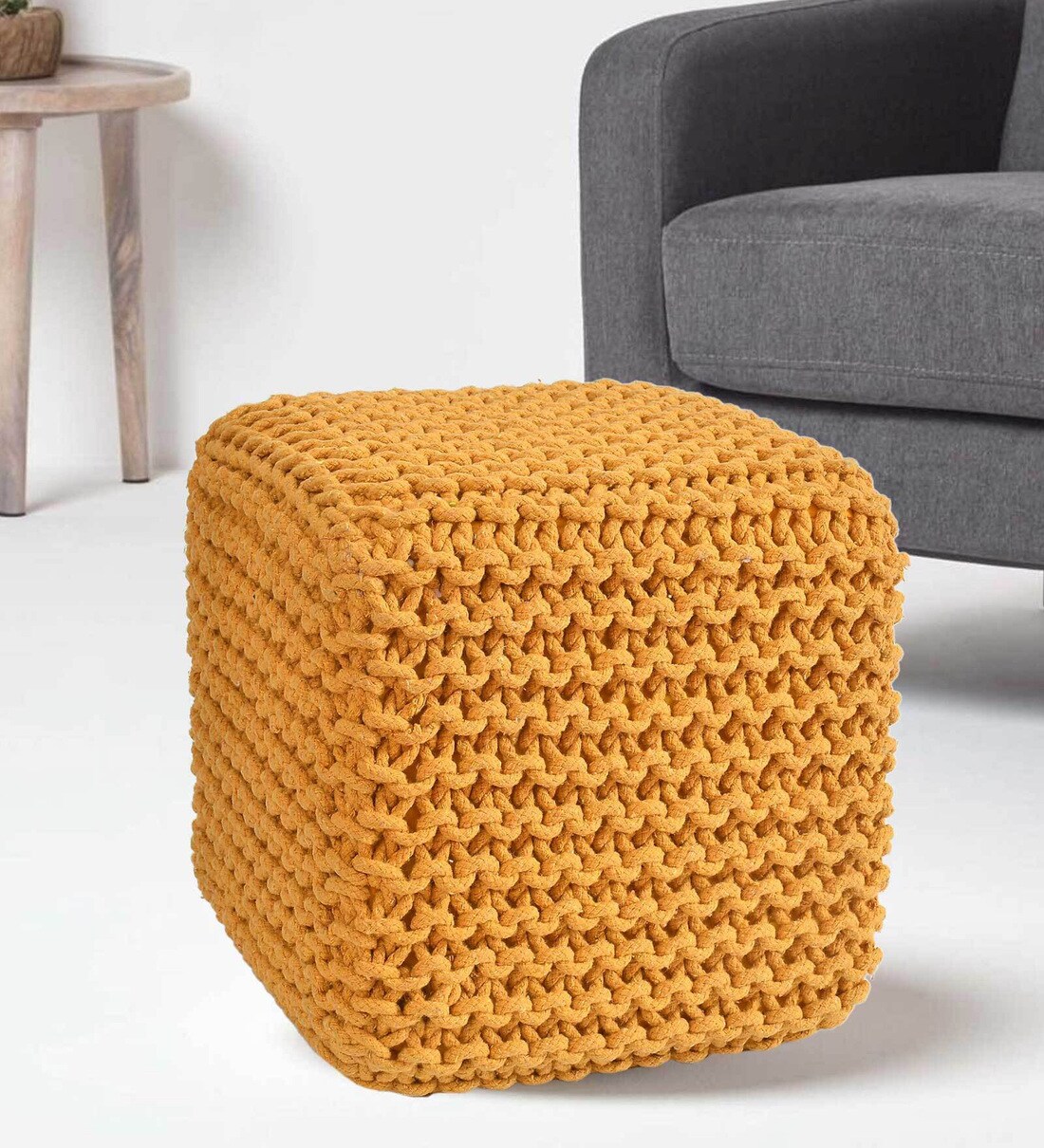 Buy Teviston Knitted Pouffe in Yellow Colour at 54% OFF by COMFIDELITAS ...