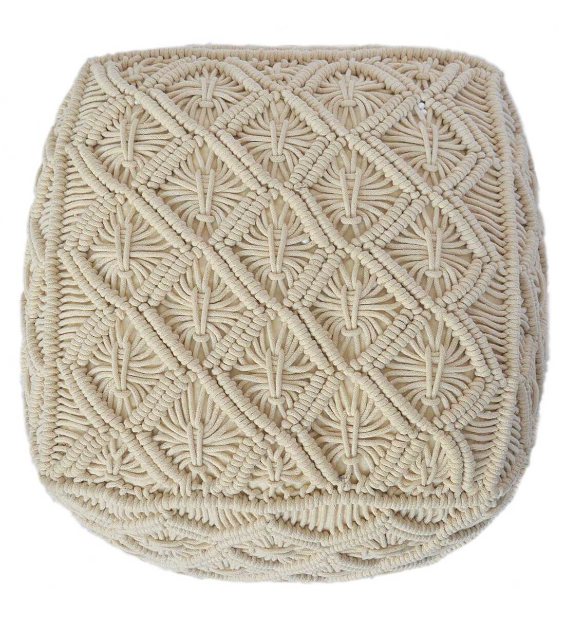 Buy Teviston Pouffe In Cream Colour By Comfidelitas Online - Solid ...