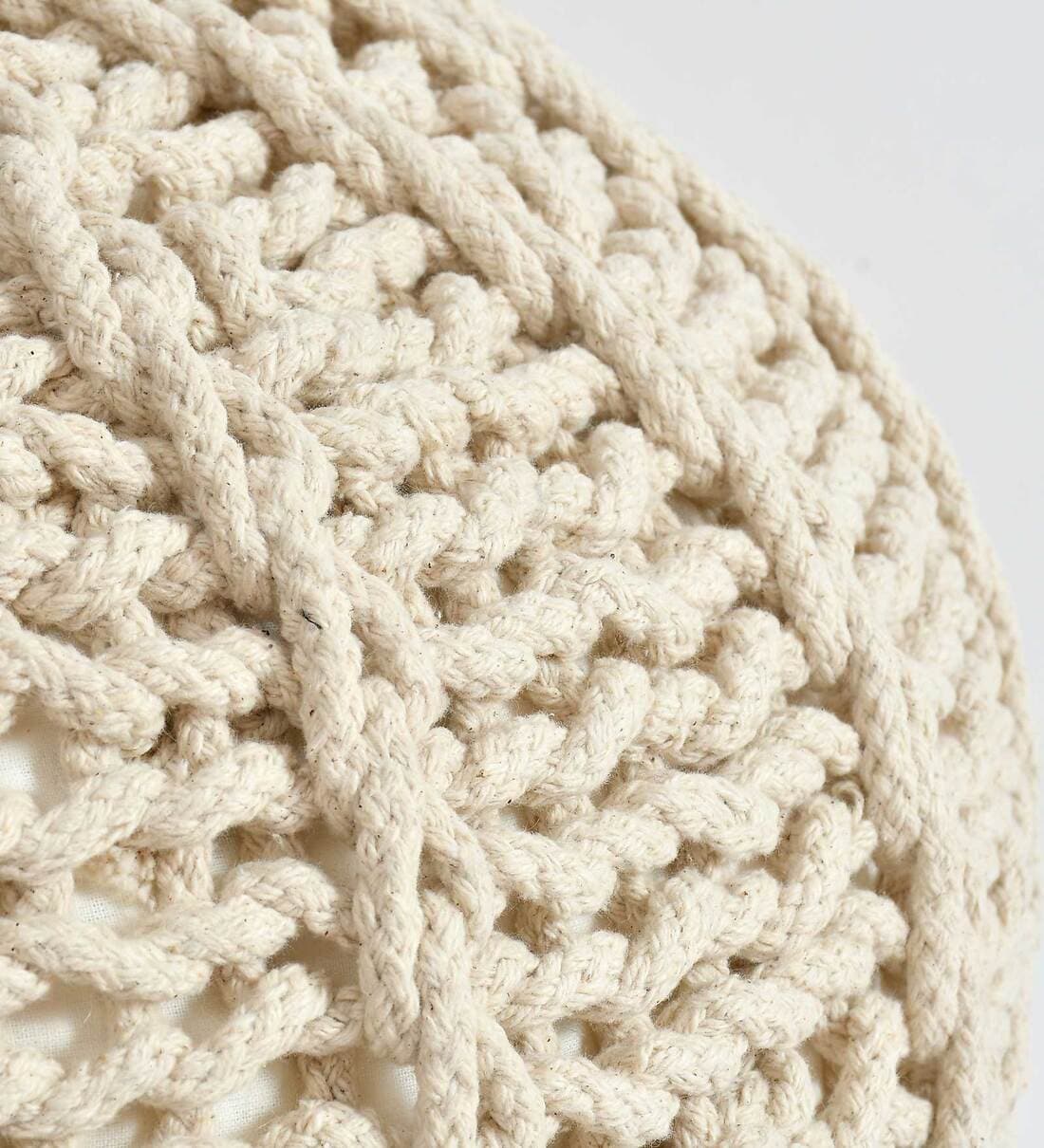 Buy Teviston Pouffe In Cream Colour By Comfidelitas Online - Solid ...