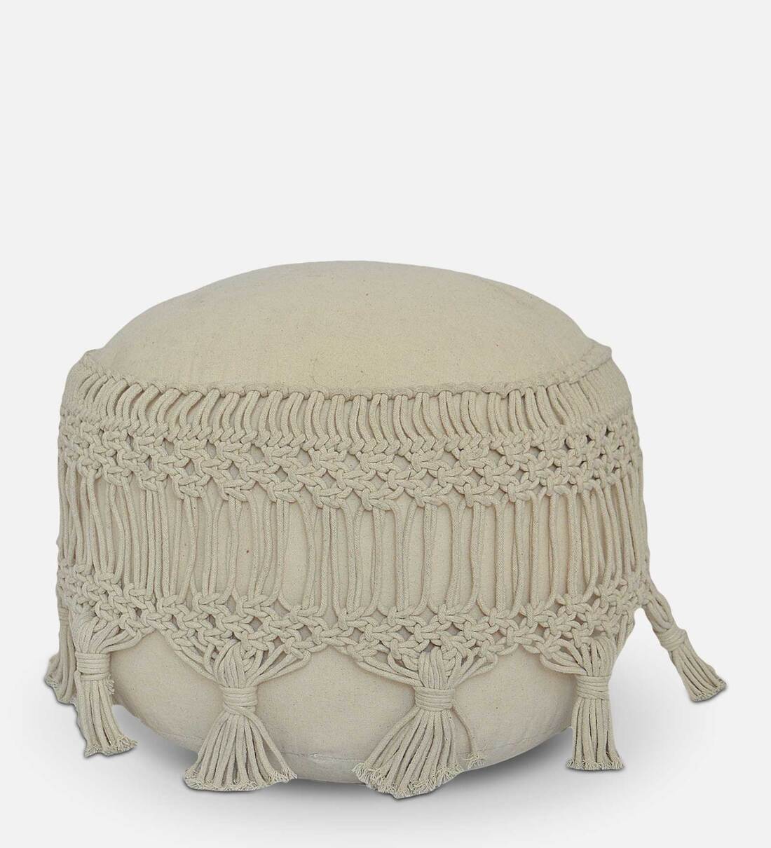 Buy Teviston Pouffe In Cream Colour By Comfidelitas Online - Solid ...