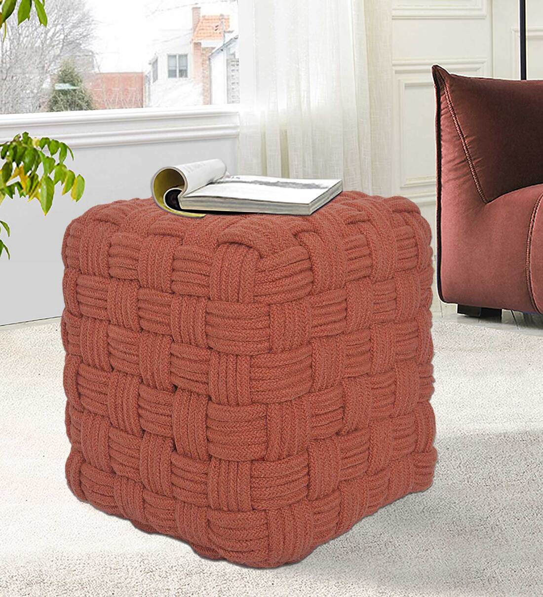 Buy Teviston Fabric Pouffe in Rust Colour at 51% OFF by COMFIDELITAS ...