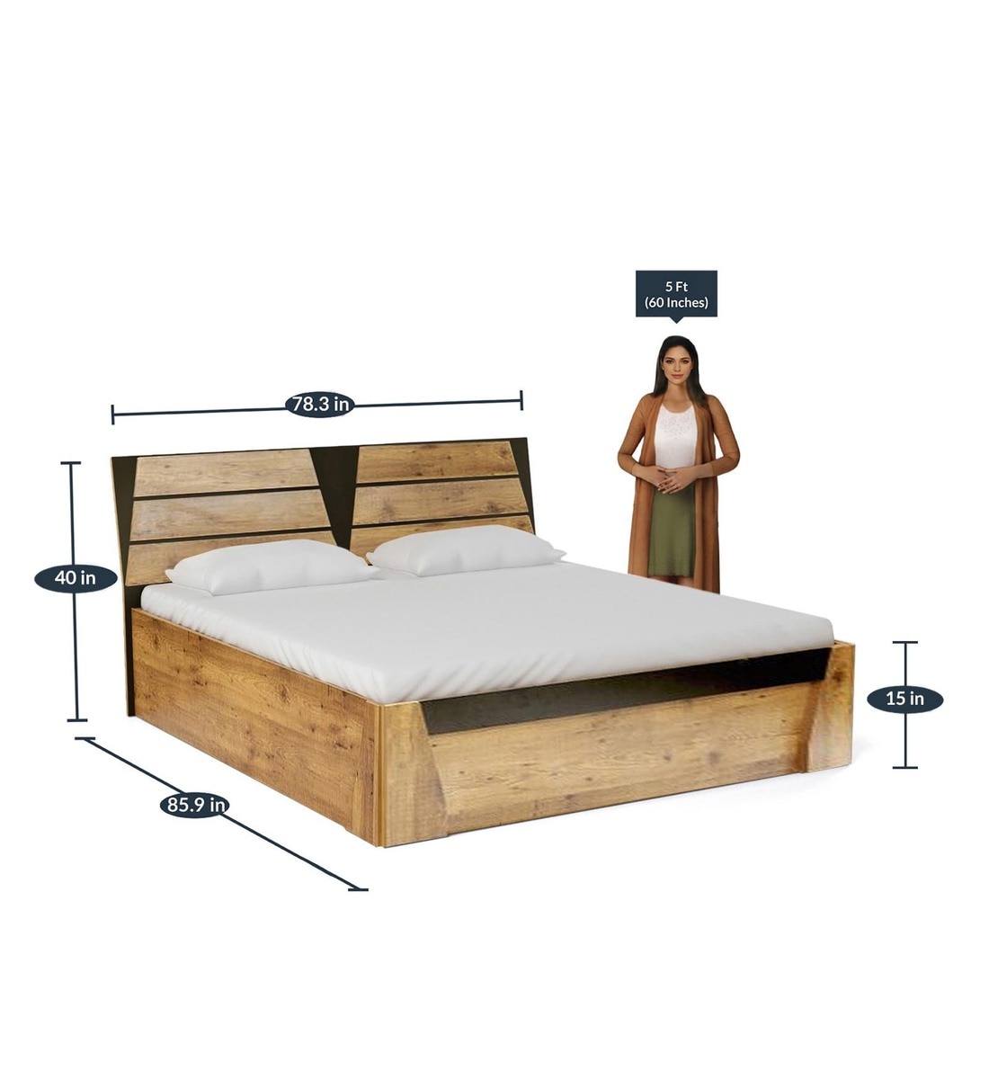 Buy Texas King Size Bed Natural with Hydraulic Storage by Evok Online ...