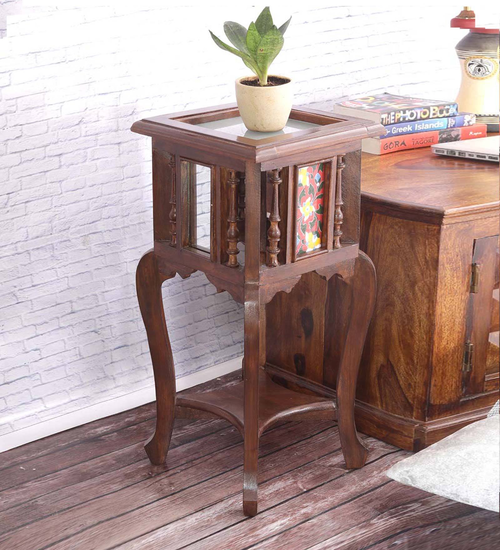 Buy Teak Wood Tiled Table by VarEesha Online - Indian Ethnic End Tables ...