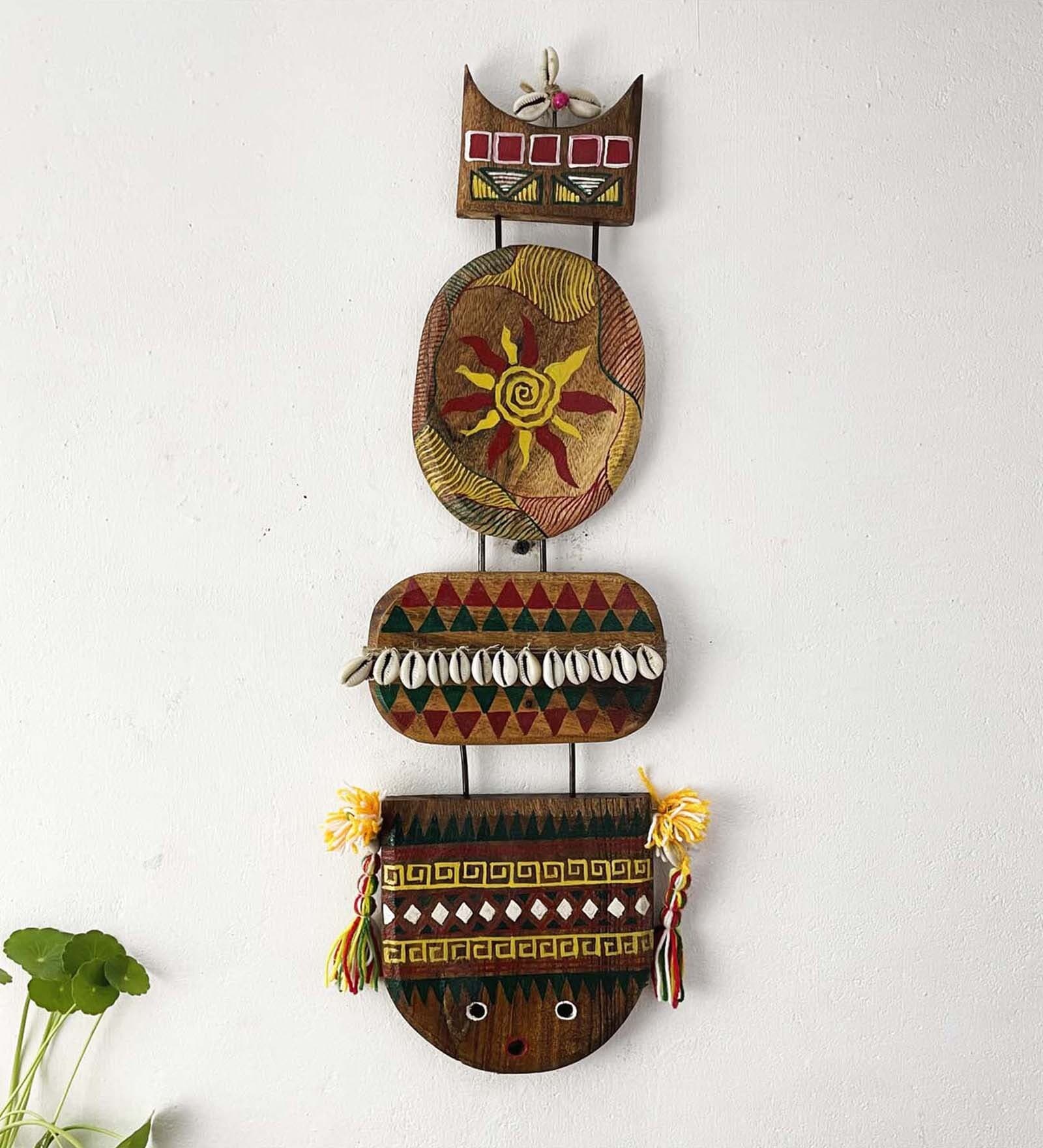Buy Teak Wood Montage Hand Painted Wall Mask at 25% OFF by Chinhhari ...
