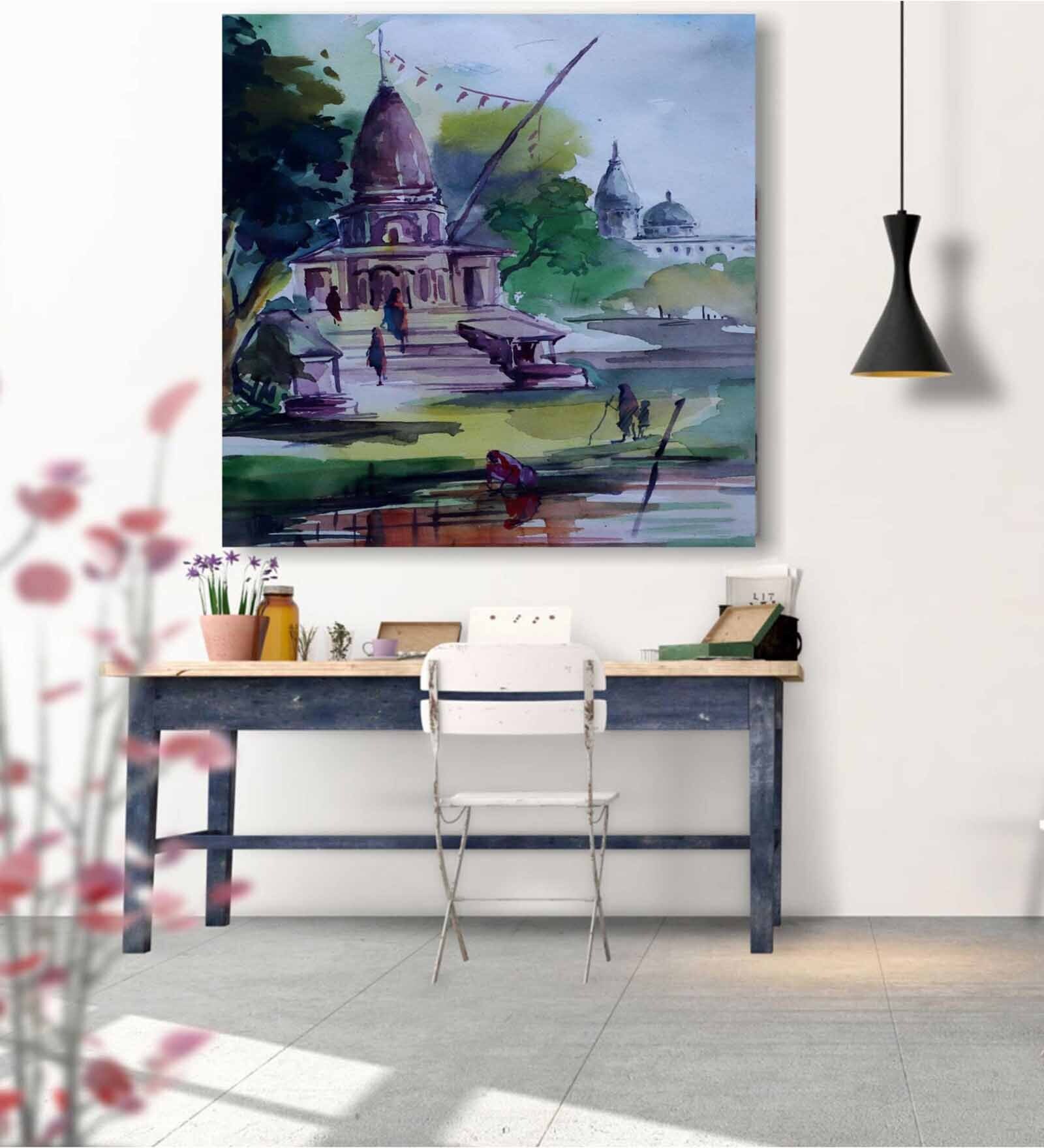 Buy Temple Canvas On Wooden Framed Stretched Art Print 16x18 Inches at ...