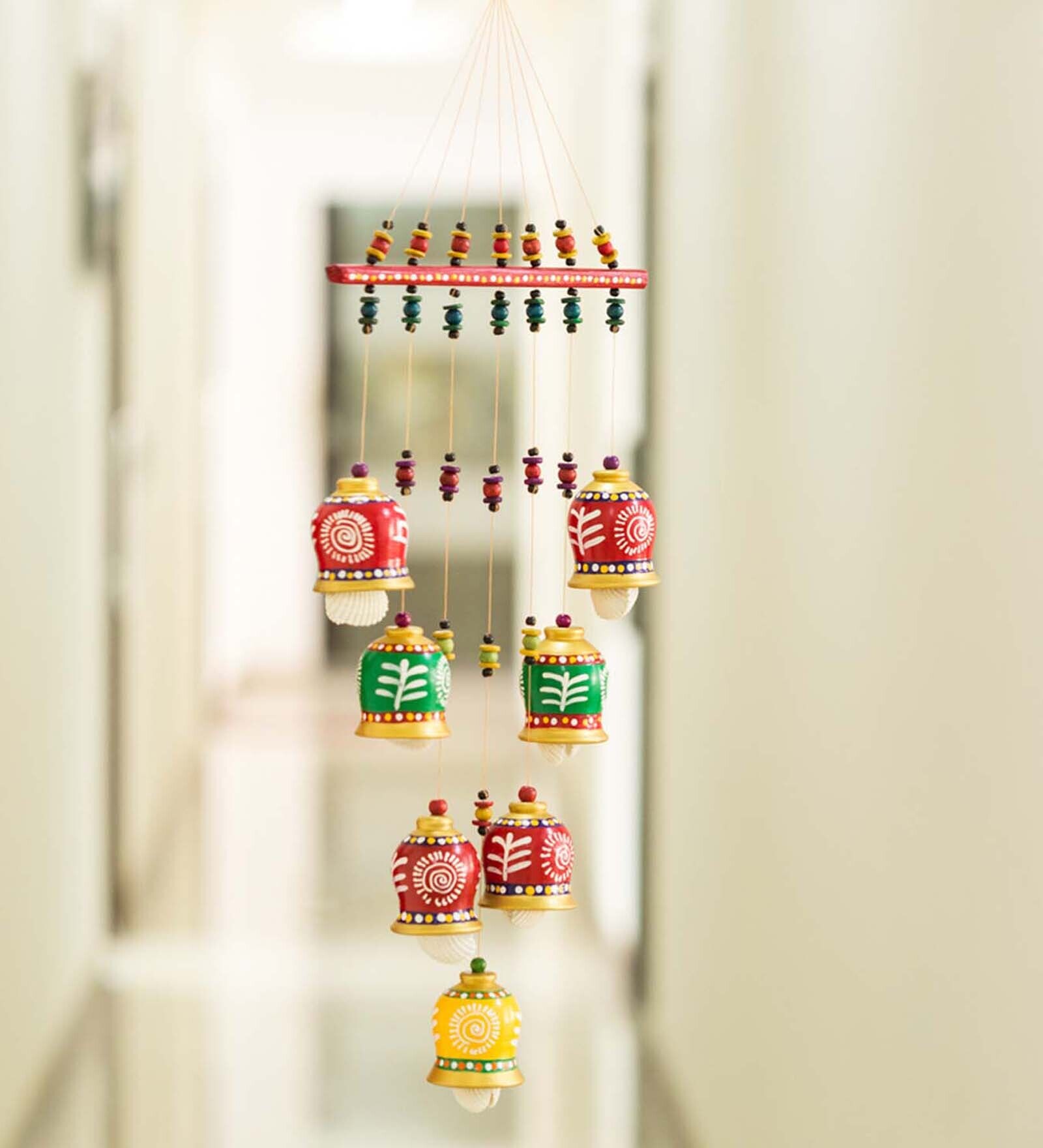 Buy Terracotta Handpainted Multicolour Terracotta Decorative Bell ...