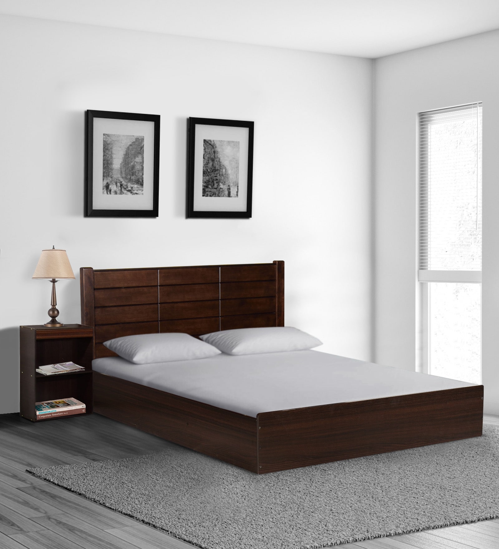 Buy Tetsu King Size Bed in Wenge Finish with Box Storage + One Bedside Table at 1% OFF by ...