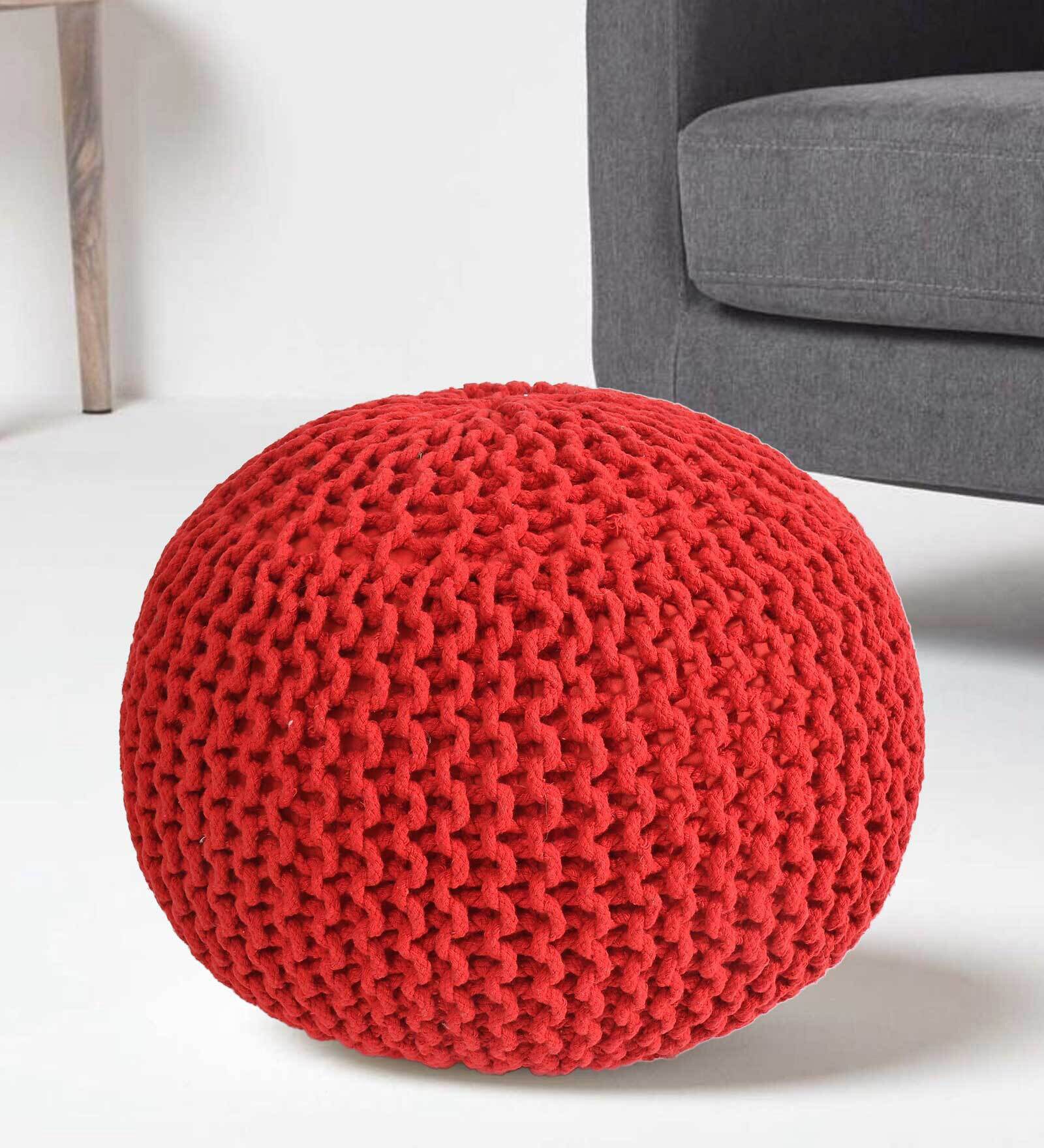 Buy Teviston Knitted Pouffe in Red Colour at 31% OFF by COMFIDELITAS ...
