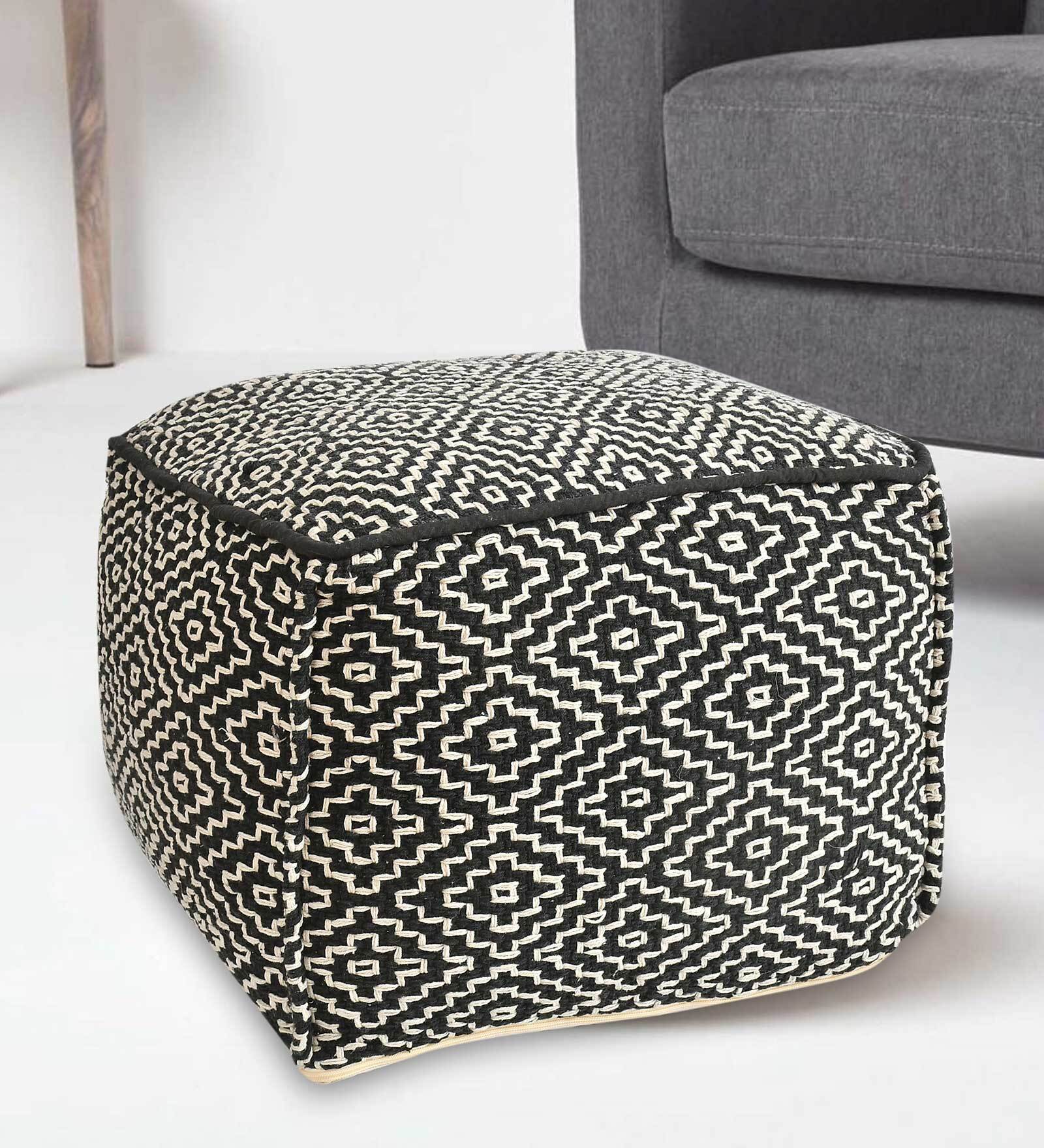 Buy Teviston Fabric Pouffe in Black Colour at 32% OFF by COMFIDELITAS ...