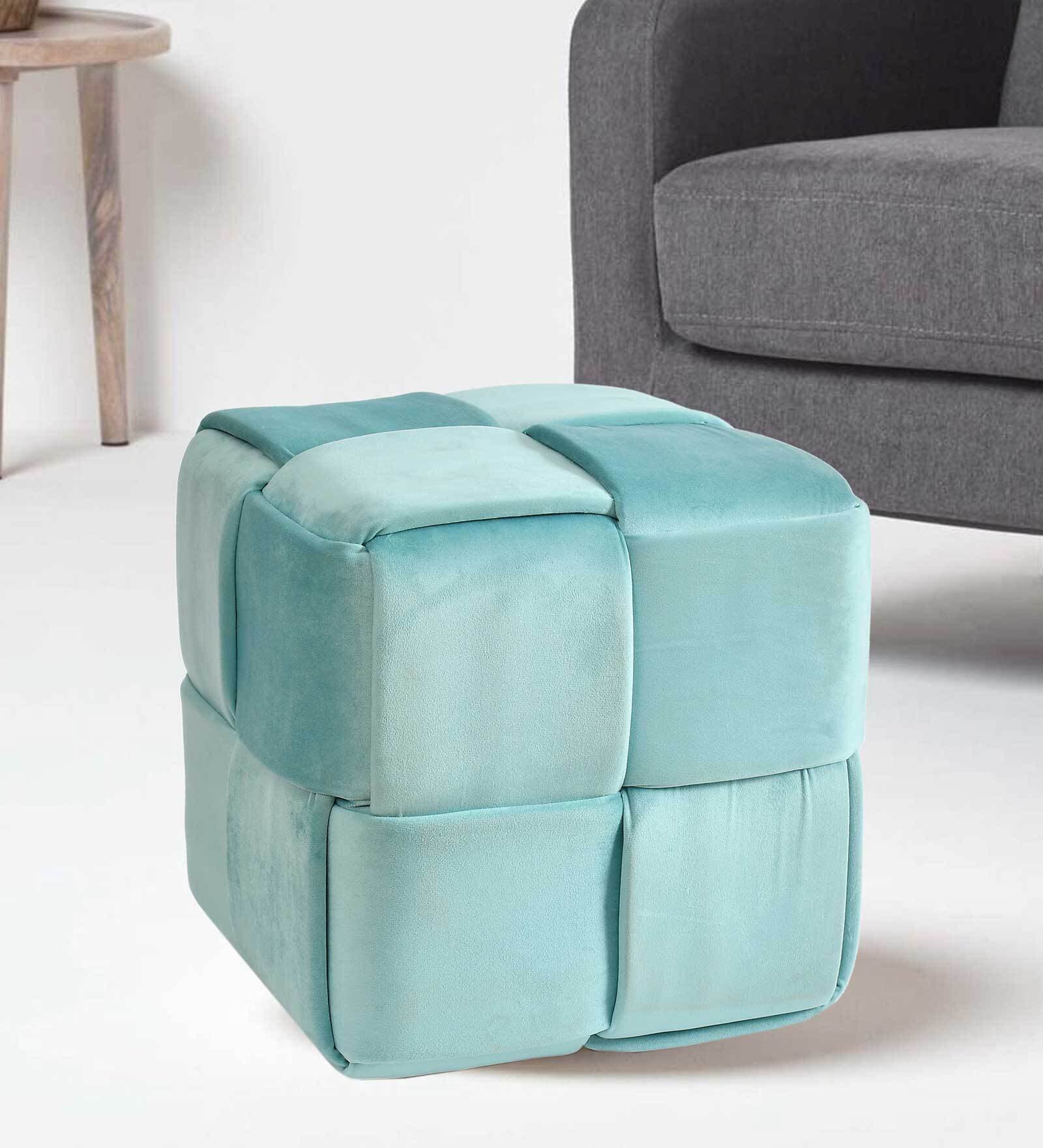Buy Teviston Fabric Pouffe in Turquoise Colour at 54% OFF by ...